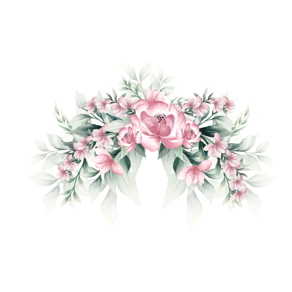 Bouquet Of Pink Watercolor Flowers 13855160 Png