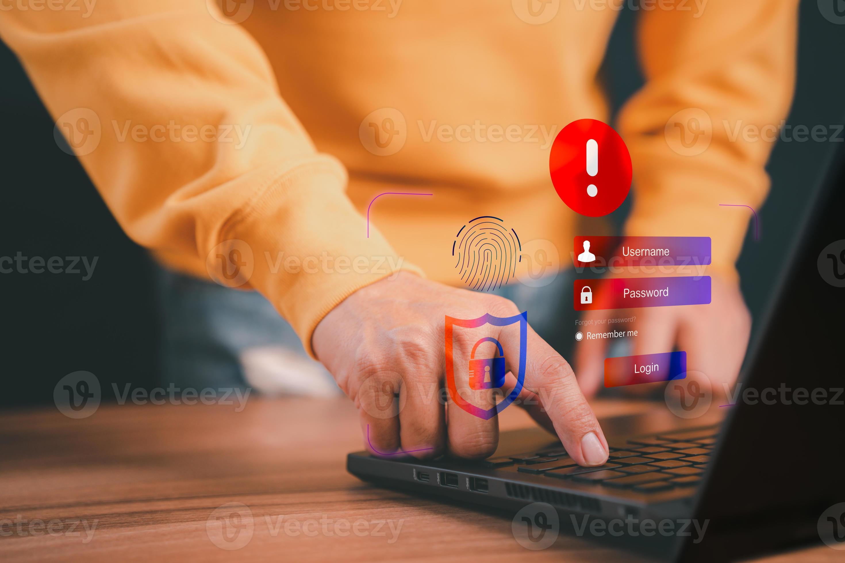 Man Typing Login And Password Cyber Security Concept Secure Encryption And Access To The User