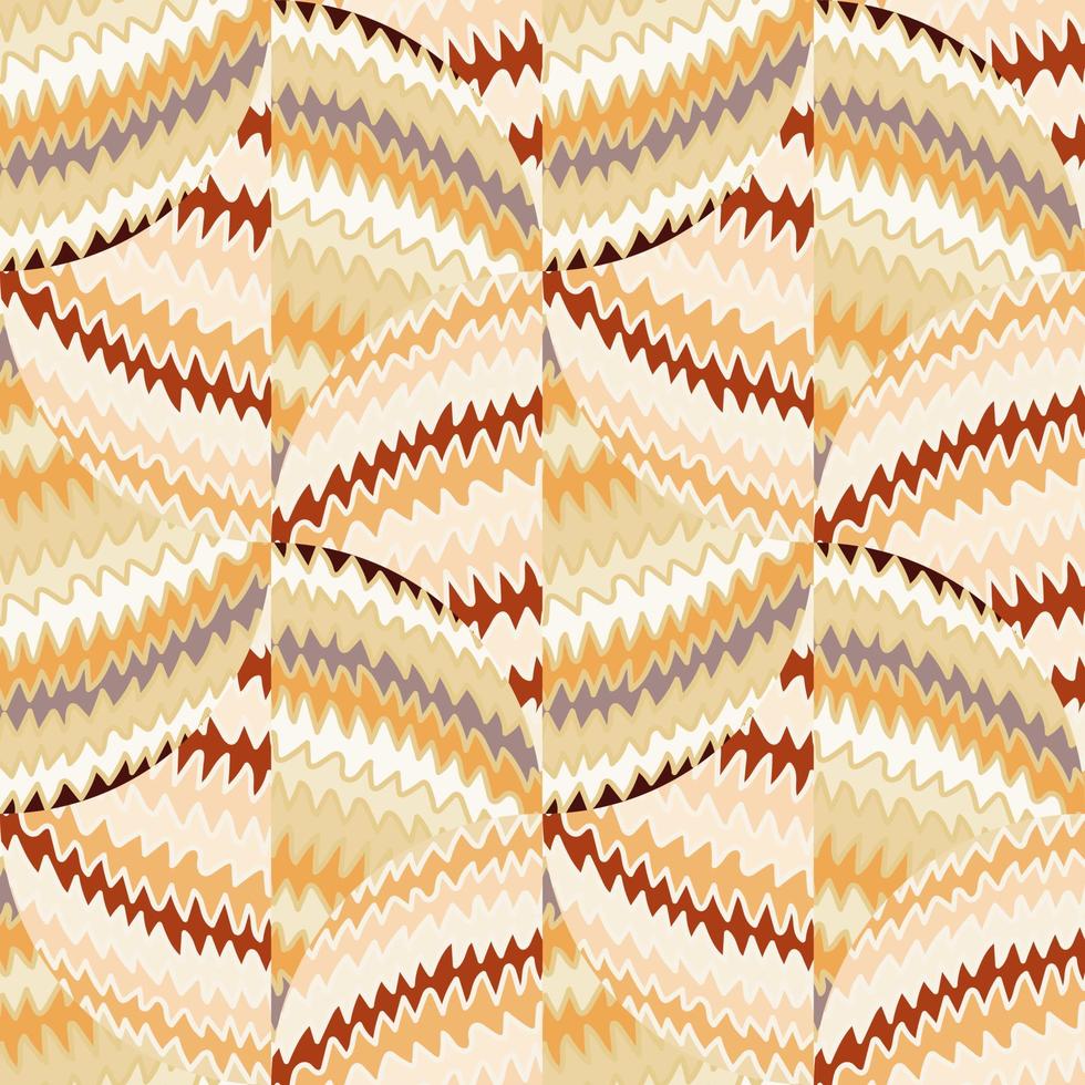 Hand Drawn Zig Zag Lines Mosaic Ornament Abstract Wave Seamless Pattern In Doodle Style