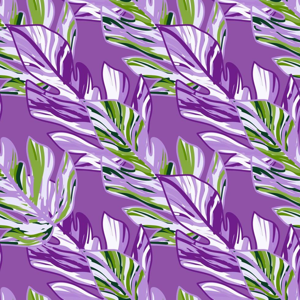 Creative Tropical Leaves Seamless Pattern In Sketch Style Palm Leaf