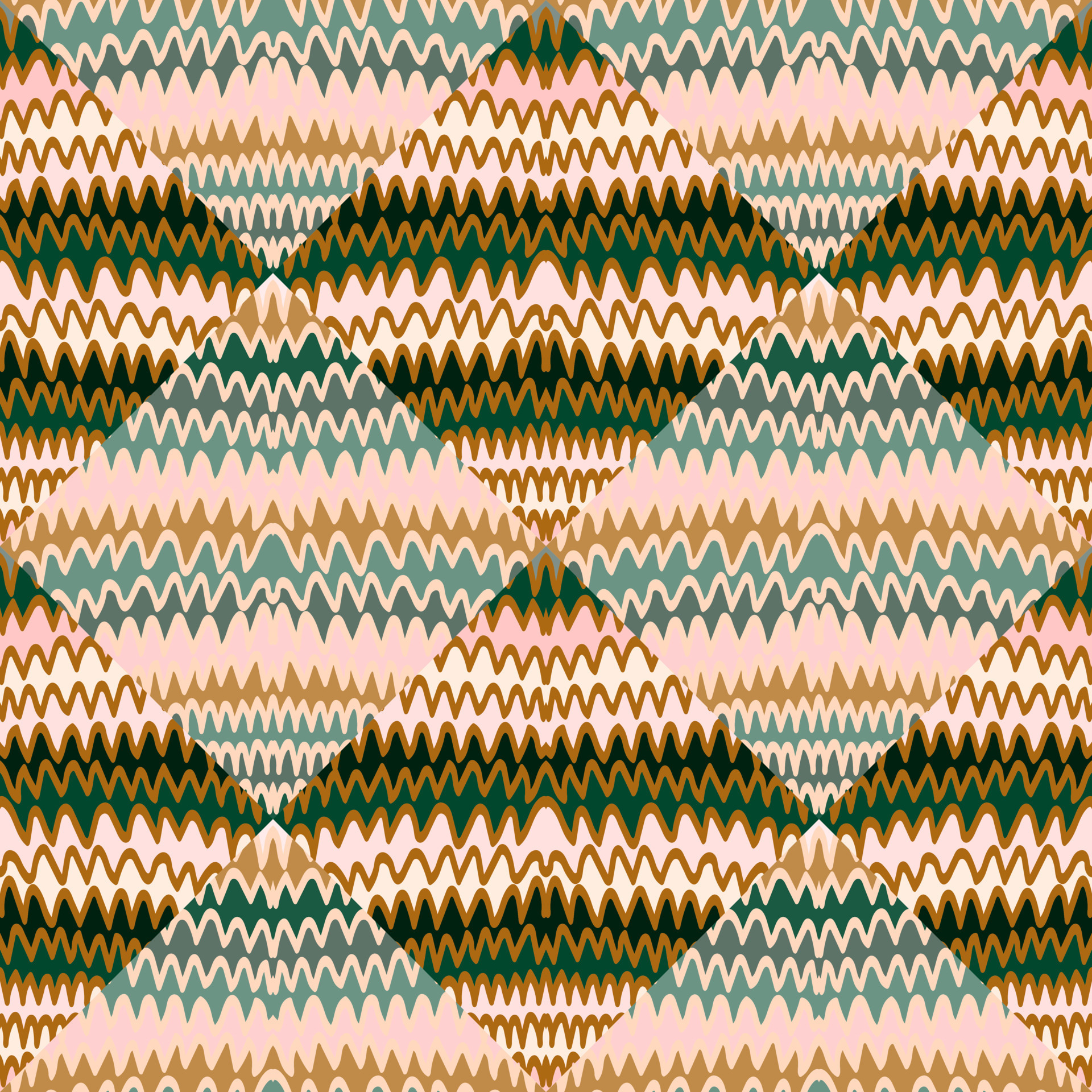 Abstract Zig Zag Wave Seamless Pattern Hand Drawn Lines Mosaic