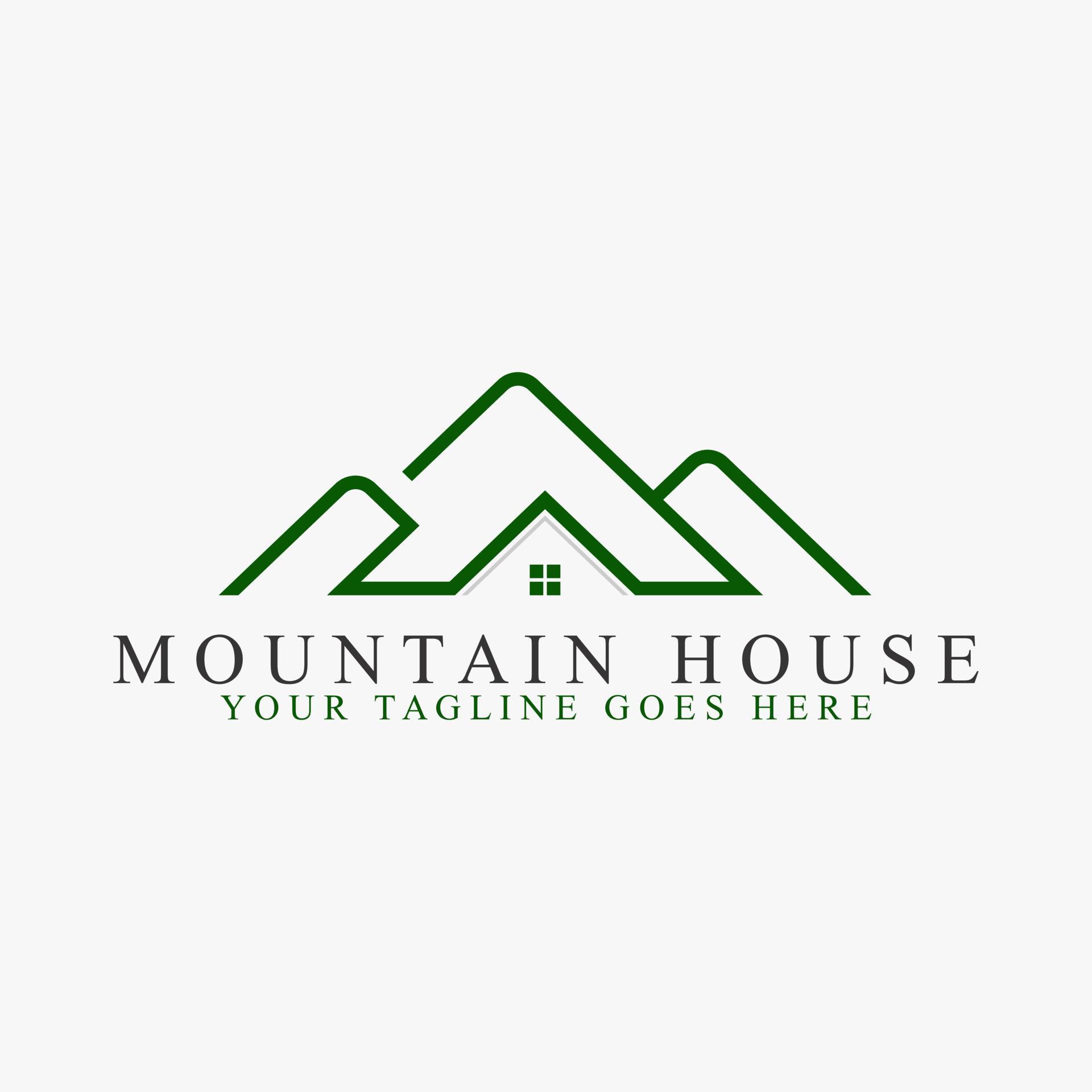 Simple and unique line mountain with roof house image graphic icon logo design abstract concept ...