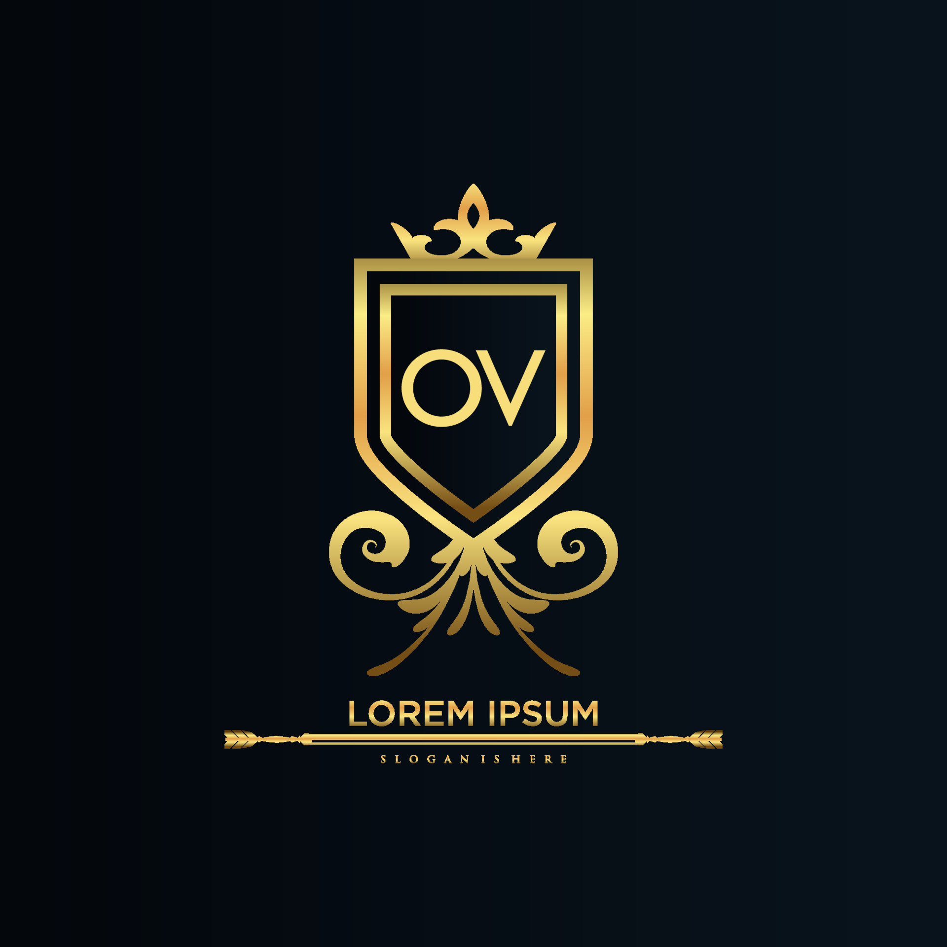 Ov Letter Initial With Royal Templateelegant With Crown Logo Vector Creative Lettering Logo