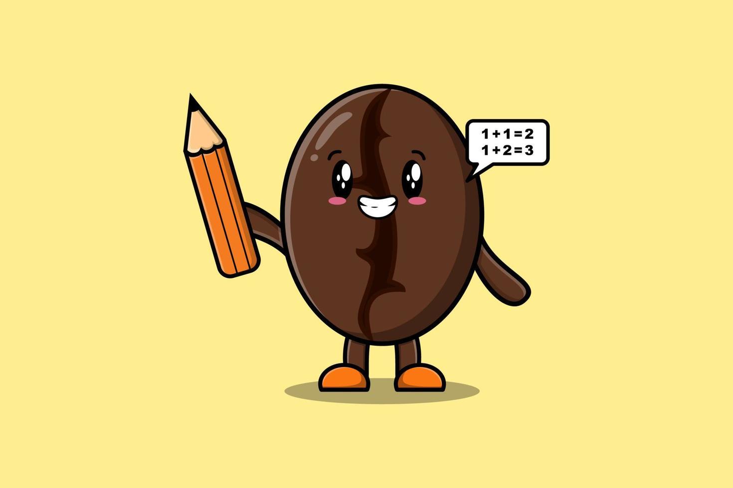 estudiante inteligente de dibujos animados de granos de café con lápiz ... estudiante inteligente de dibujos animados de granos de café con lápiz ...