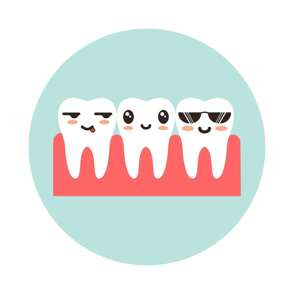 Healthy teeth with kawaii emations. Vector illustration 13866407 Vector ...