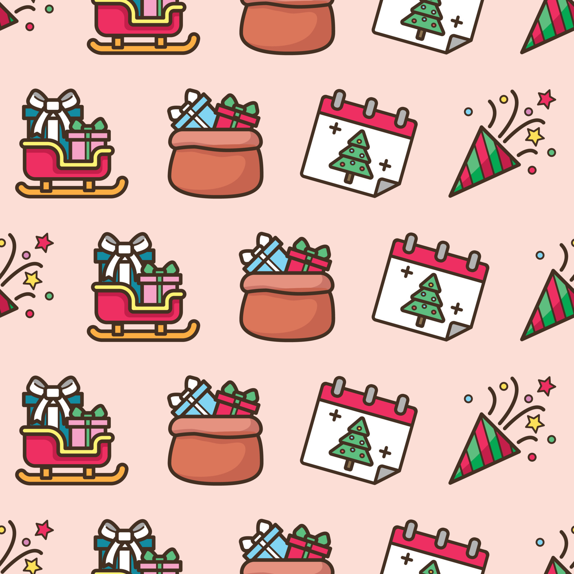 Christmas icons seamless pattern 13868490 Vector Art at Vecteezy