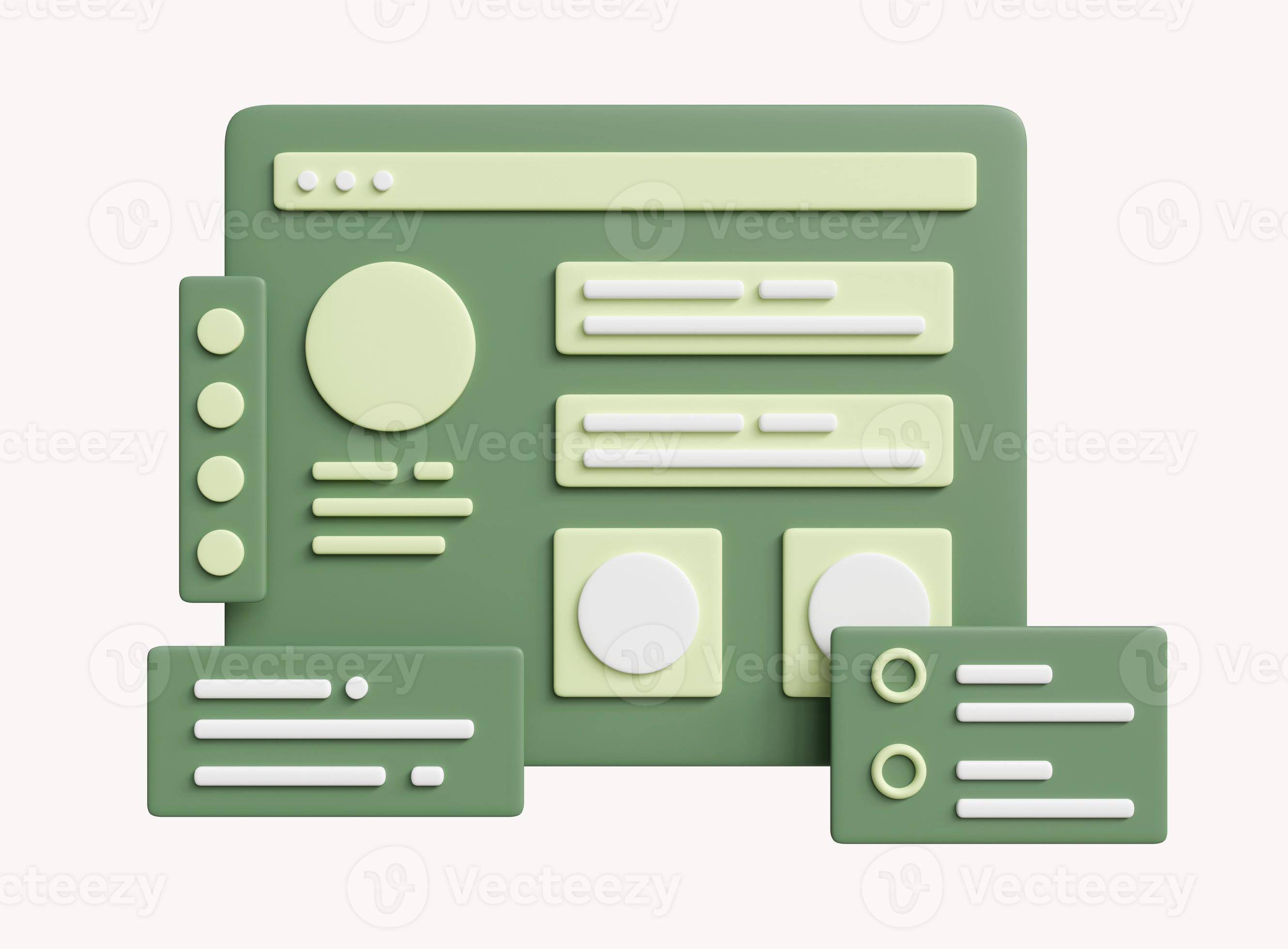 Web UI UX Design concept. 3D Web development and interface design. SEO optimization marketing ...