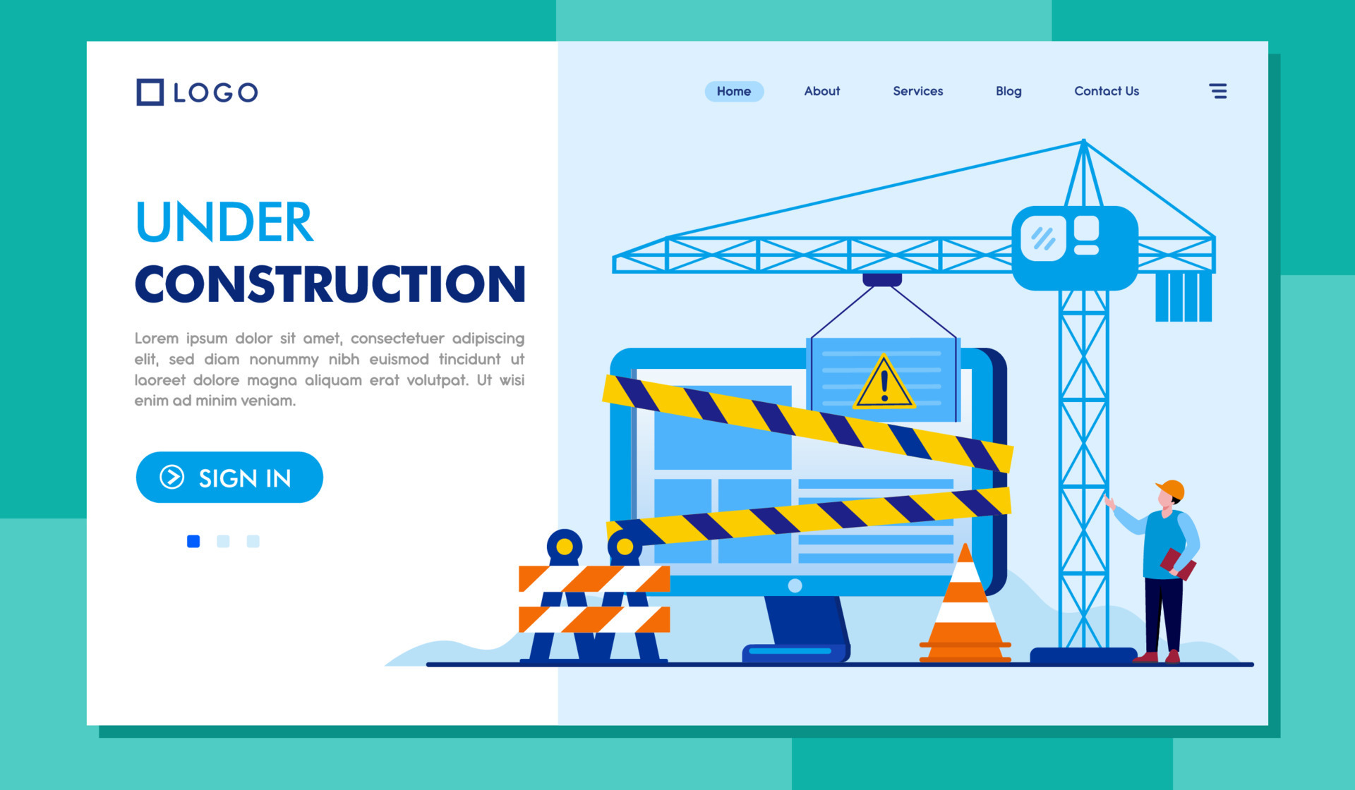 Website under construction, programming languages. css, html, it, ui ...