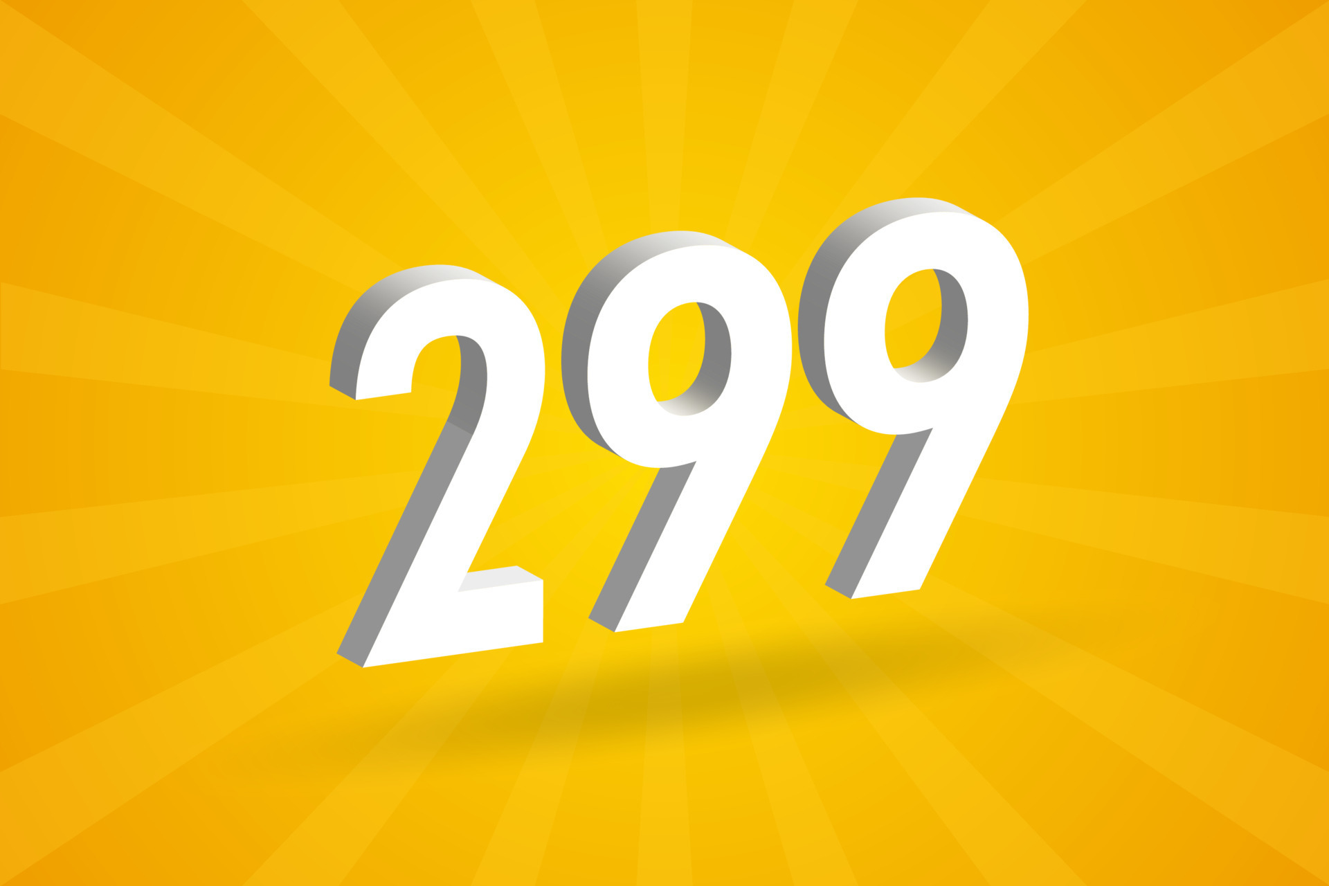 3D 299 number font alphabet. White 3D Number 299 with yellow background ... 3D 299 number font alphabet. White 3D Number 299 with yellow background ...