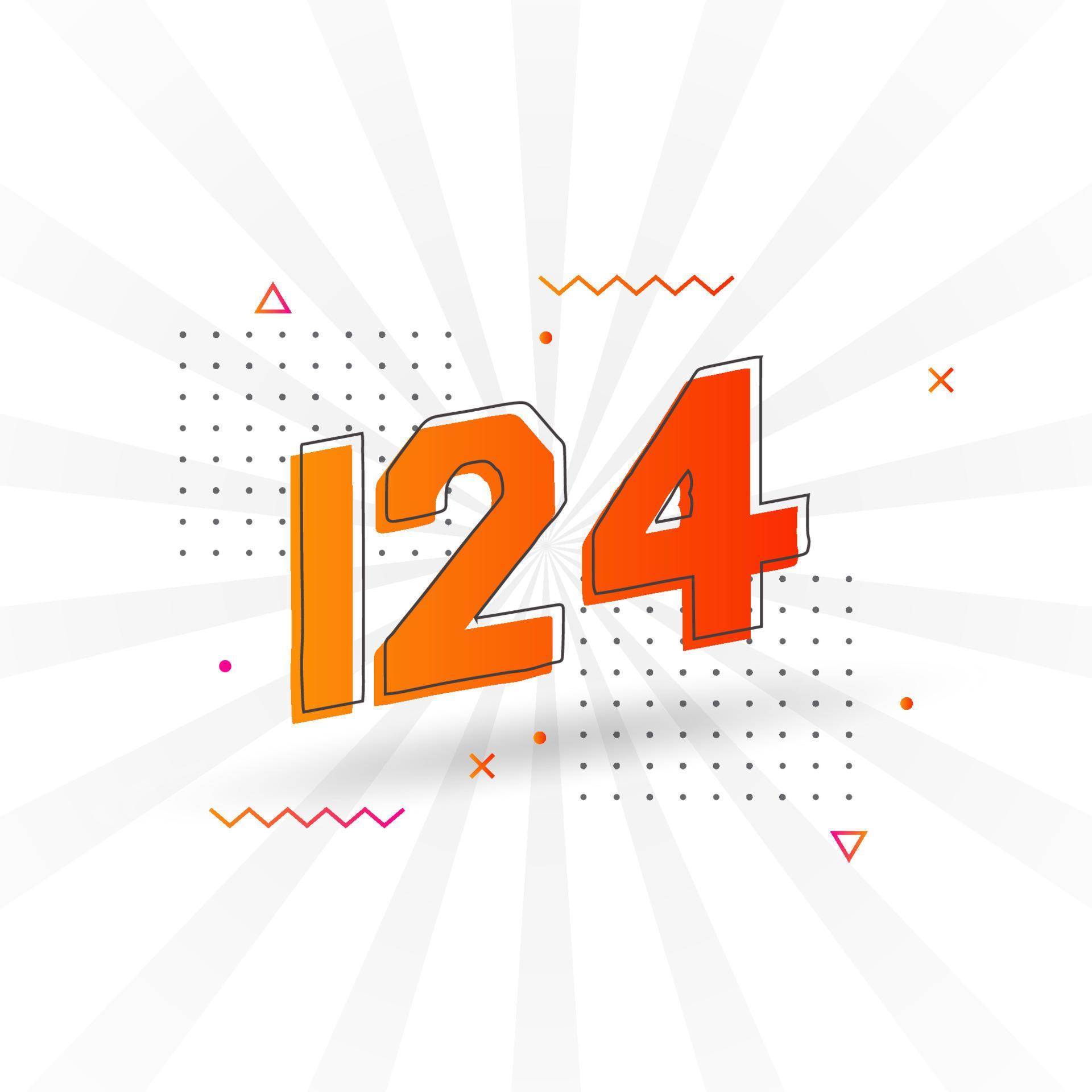 124 number vector font alphabet. Number 124 with decorative element ... 124 number vector font alphabet. Number 124 with decorative element ...