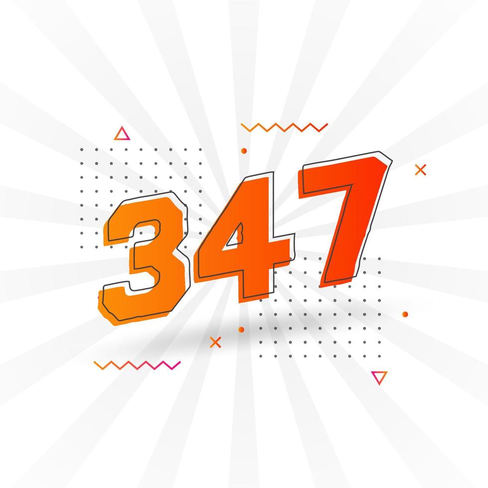 347 number vector font alphabet. Number 347 with decorative element stock vector 13886162 Vector ...