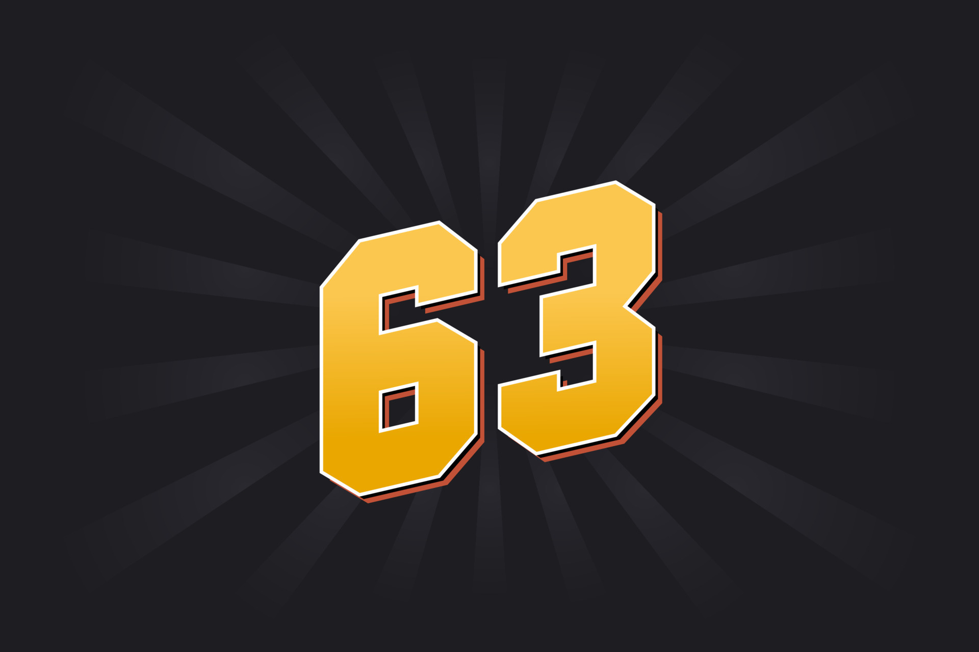 Number 63 vector font alphabet. Yellow 63 number with black background ... Number 63 vector font alphabet. Yellow 63 number with black background ...