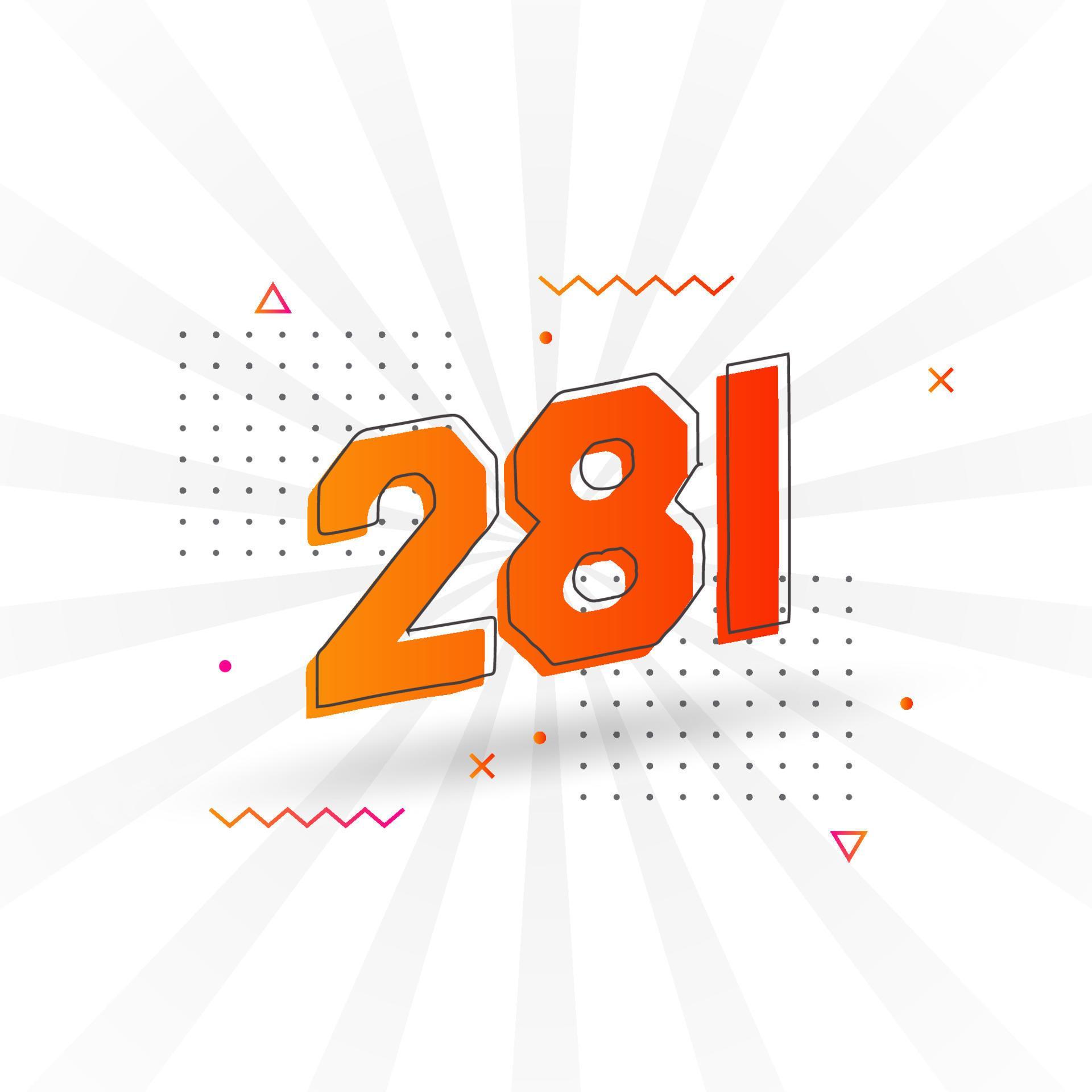 281 number vector font alphabet. Number 281 with decorative element ...