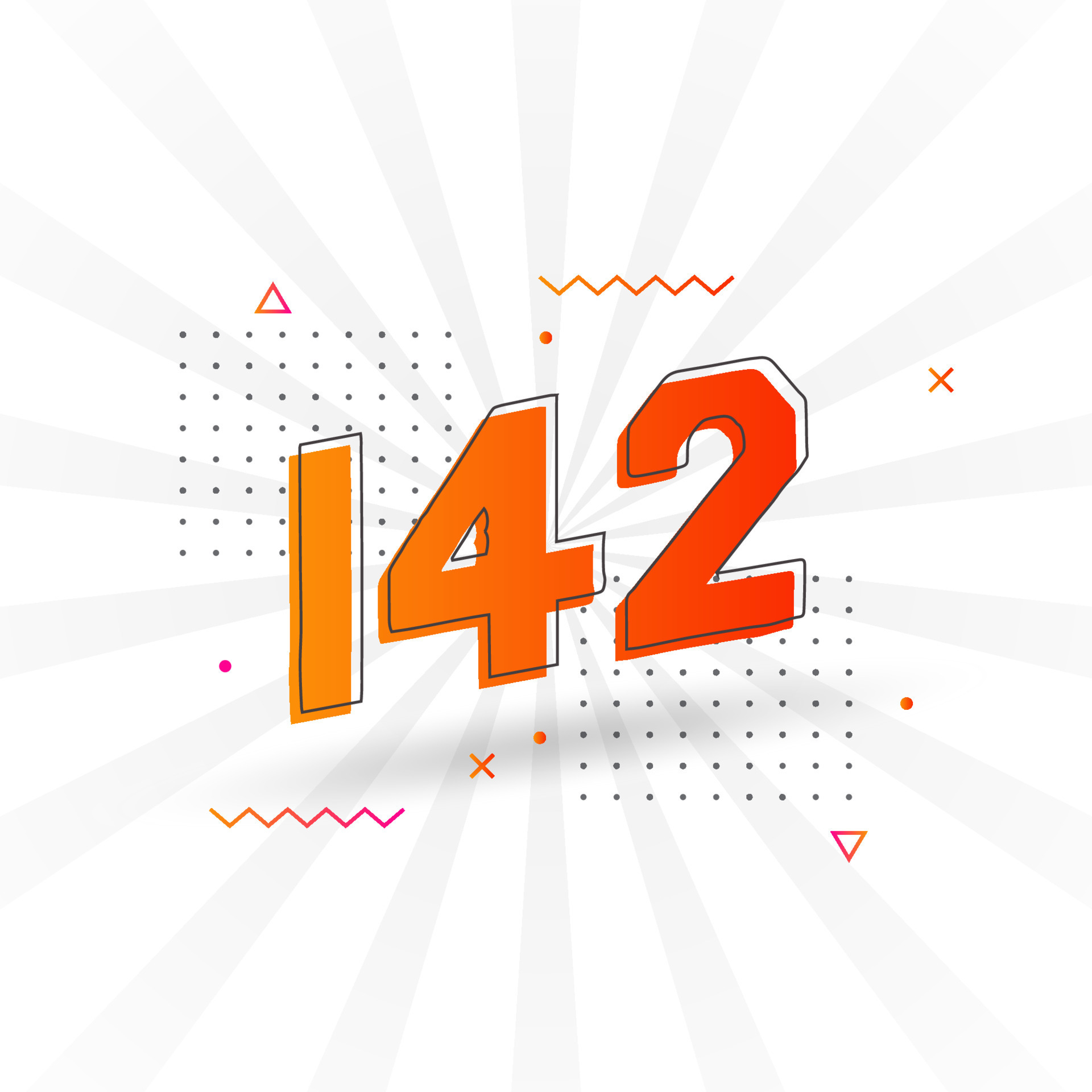 142 number vector font alphabet. Number 142 with decorative element ...