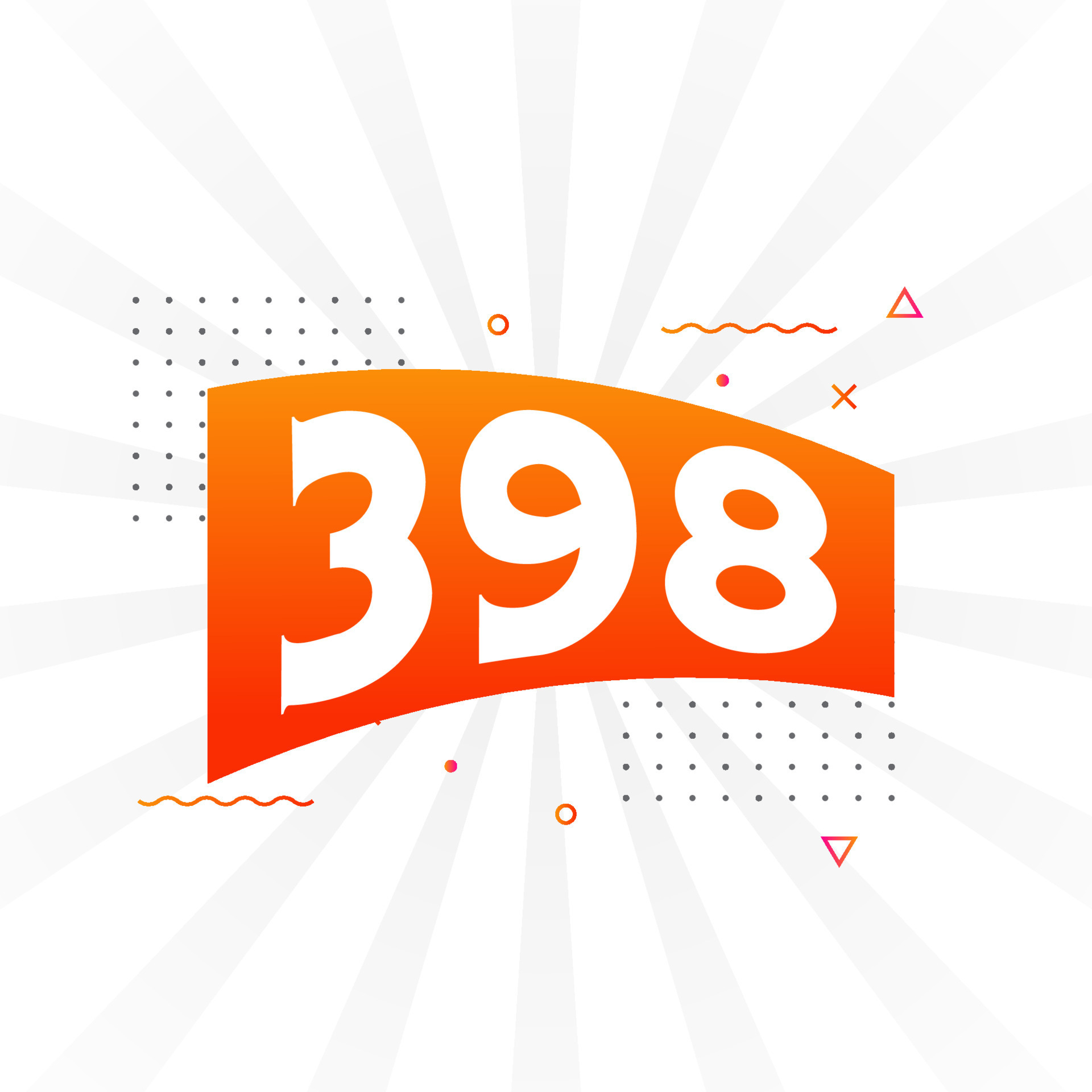 398 number vector font alphabet. Number 398 with decorative element ...