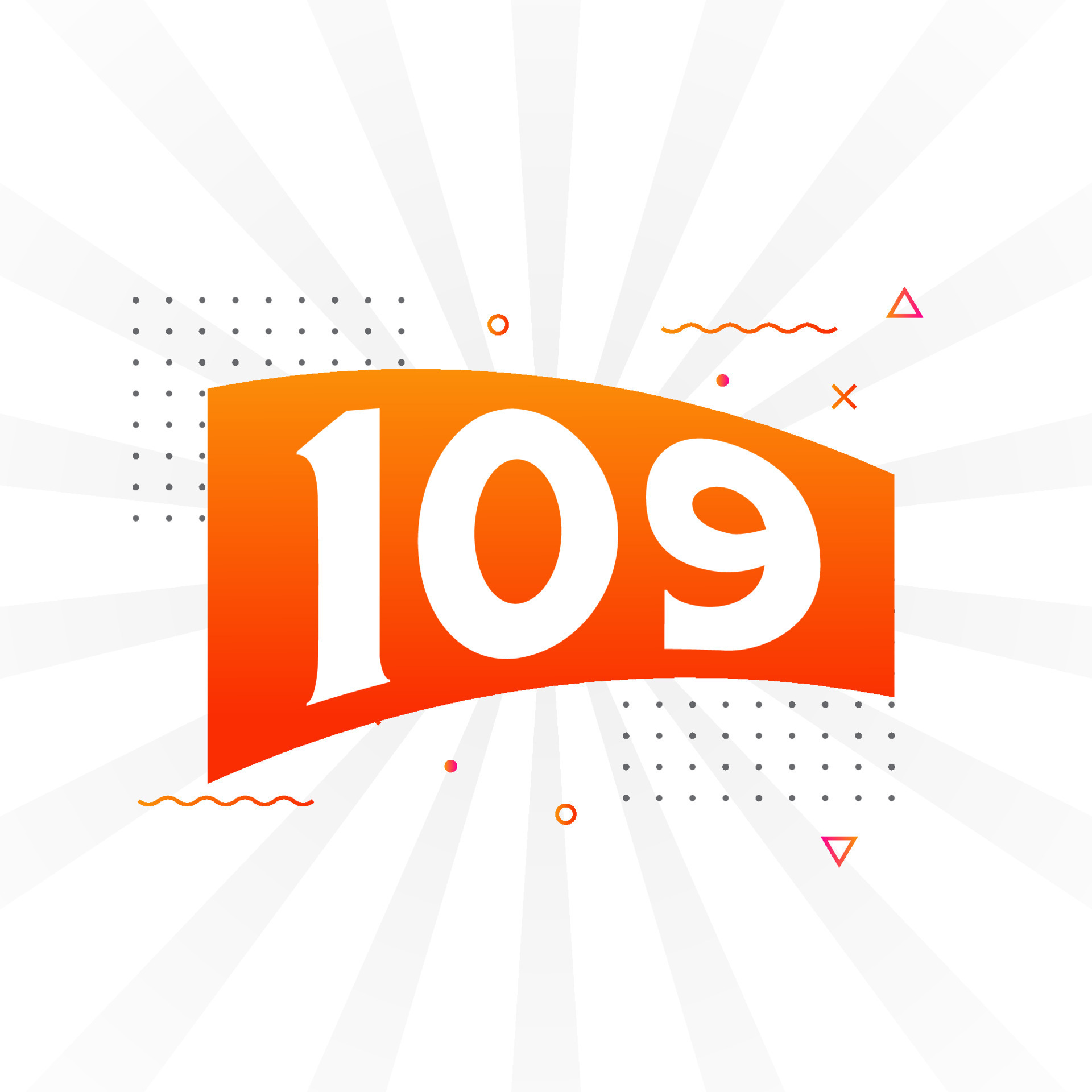 109 number vector font alphabet. Number 109 with decorative element ... 109 number vector font alphabet. Number 109 with decorative element ...