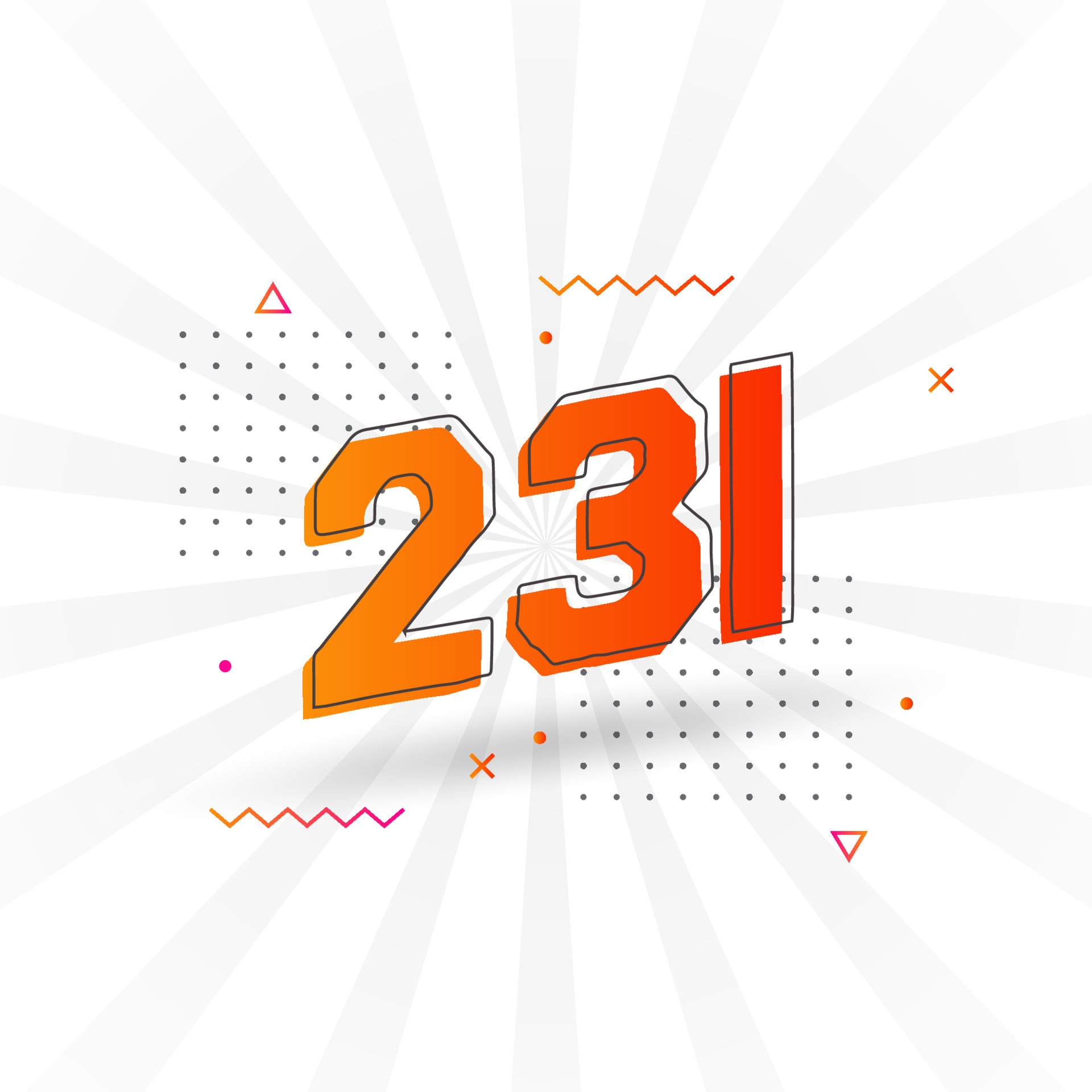 231 number vector font alphabet. Number 231 with decorative element ...