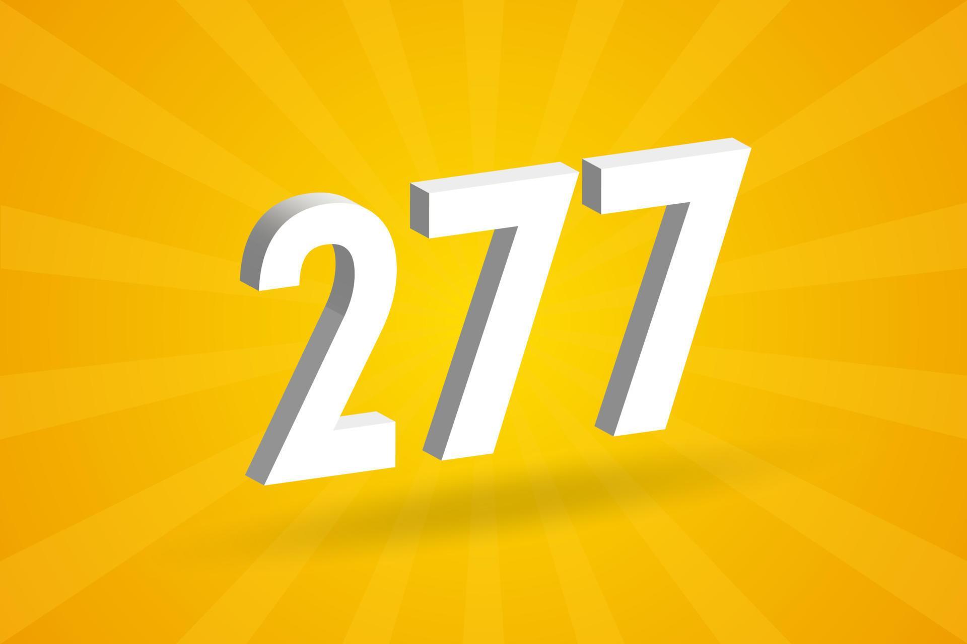 3D 277 number font alphabet. White 3D Number 277 with yellow background ...