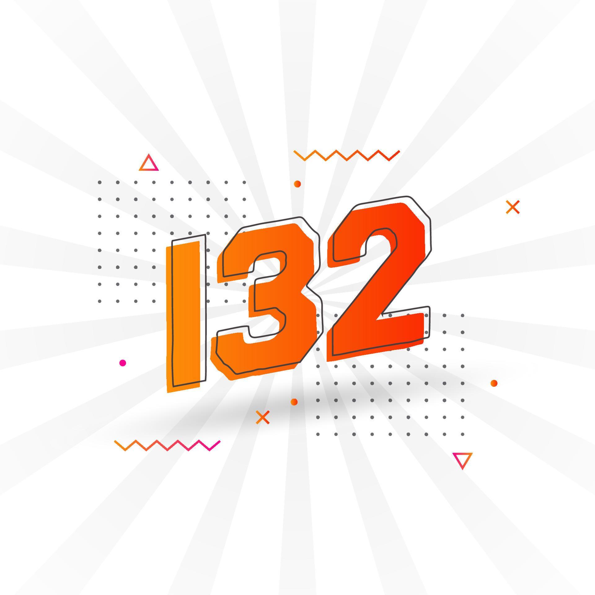 132 number vector font alphabet. Number 132 with decorative element ... 132 number vector font alphabet. Number 132 with decorative element ...