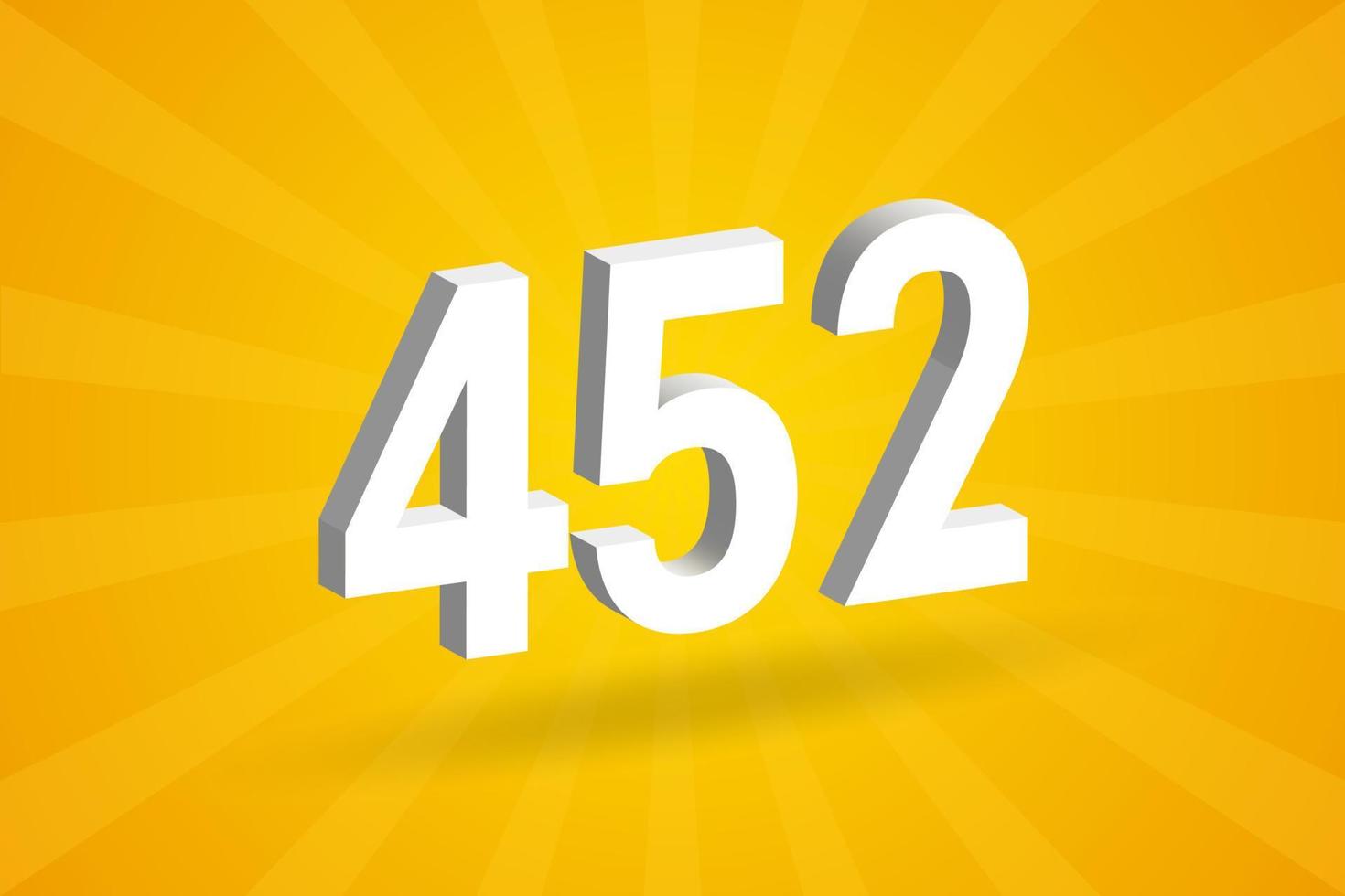 3D 452 number font alphabet. White 3D Number 452 with yellow background 13886935 Vector Art at ...