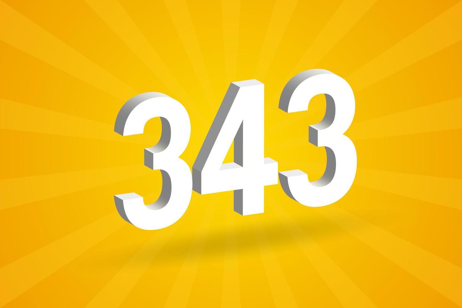 3D 343 number font alphabet. White 3D Number 343 with yellow background 13886963 Vector Art at ...
