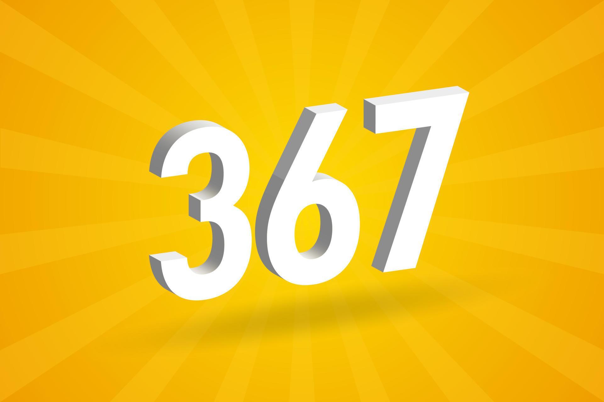 3D 367 number font alphabet. White 3D Number 367 with yellow background 13886989 Vector Art at ...
