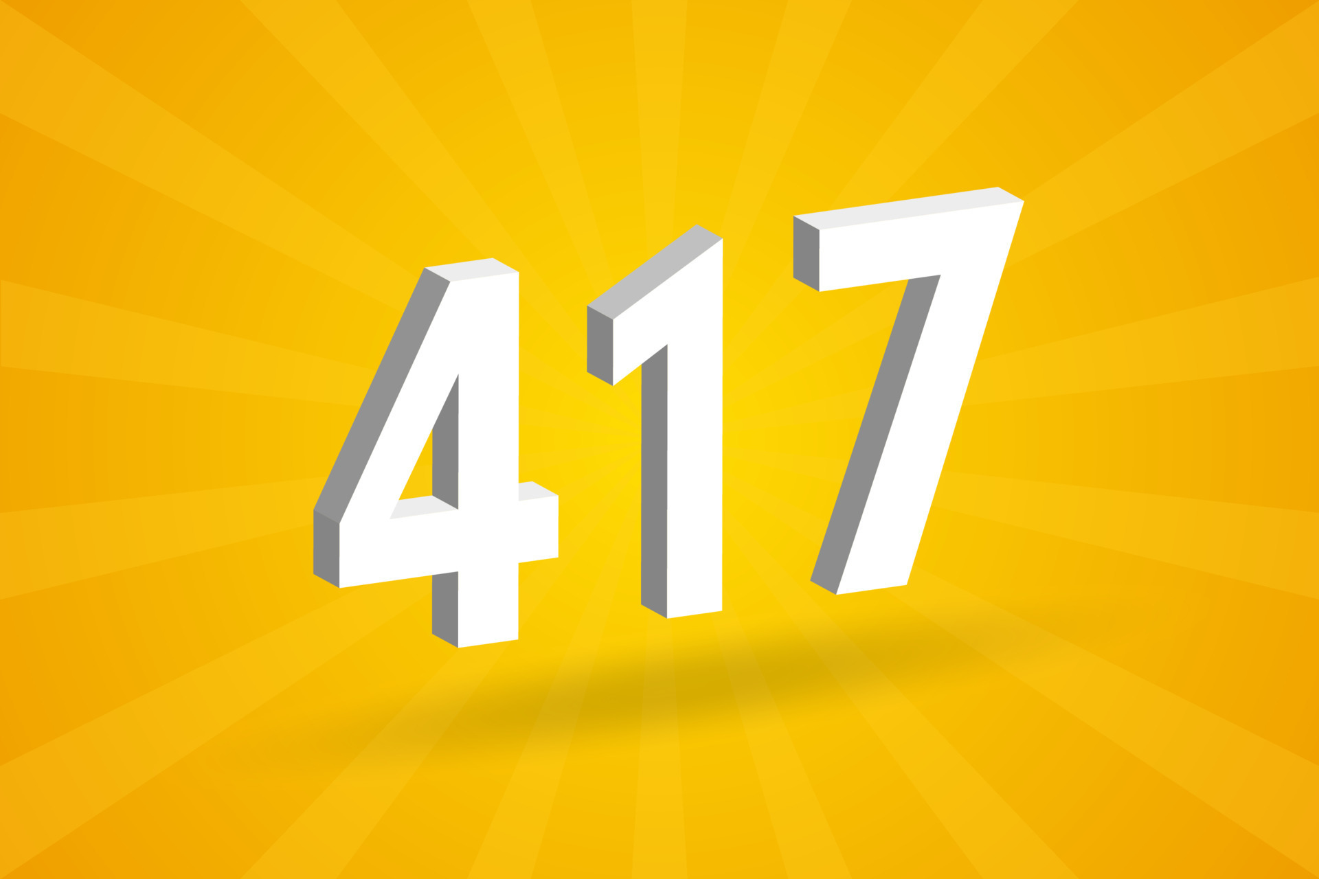 3D 417 number font alphabet. White 3D Number 417 with yellow background ... 3D 417 number font alphabet. White 3D Number 417 with yellow background ...