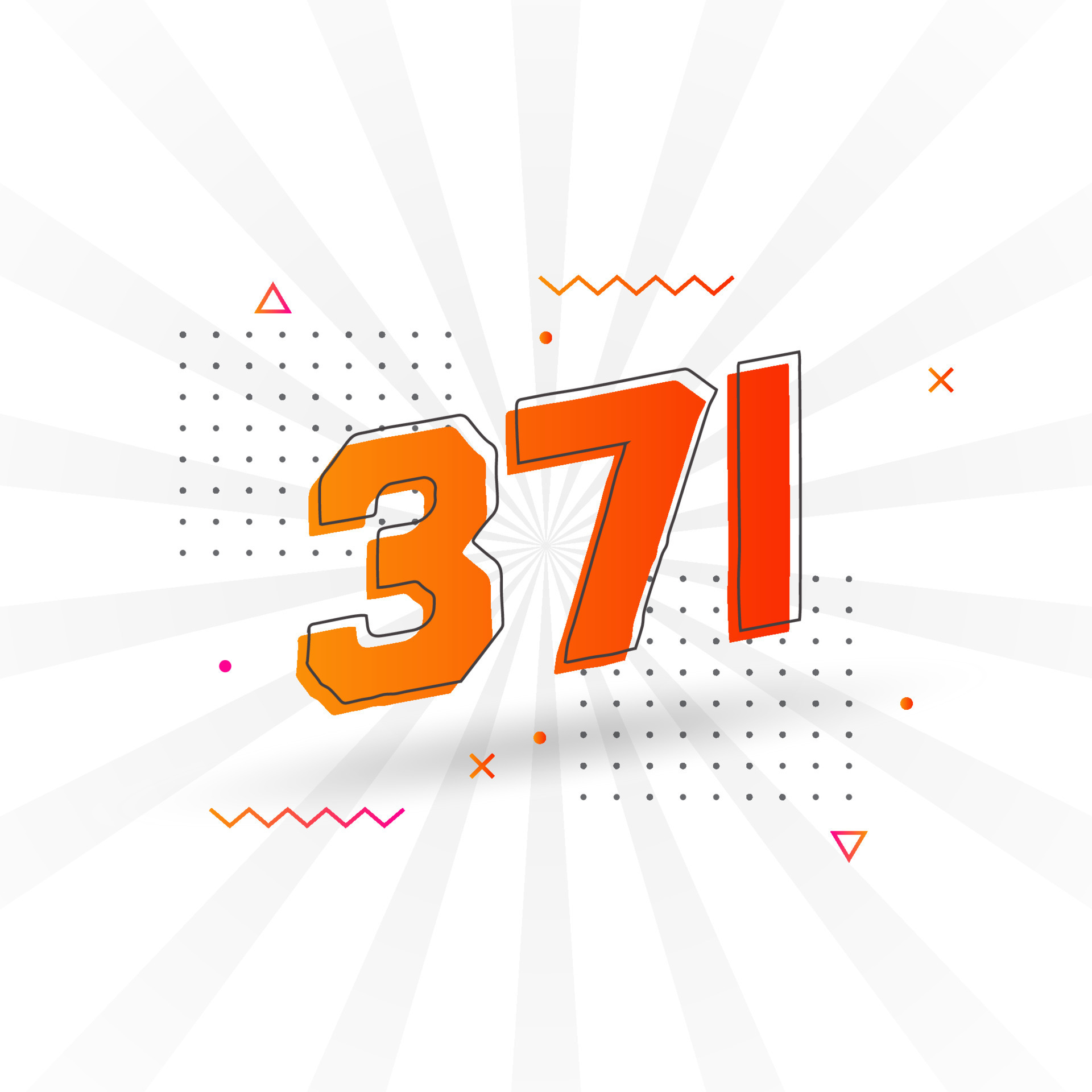 371 number vector font alphabet. Number 371 with decorative element ...