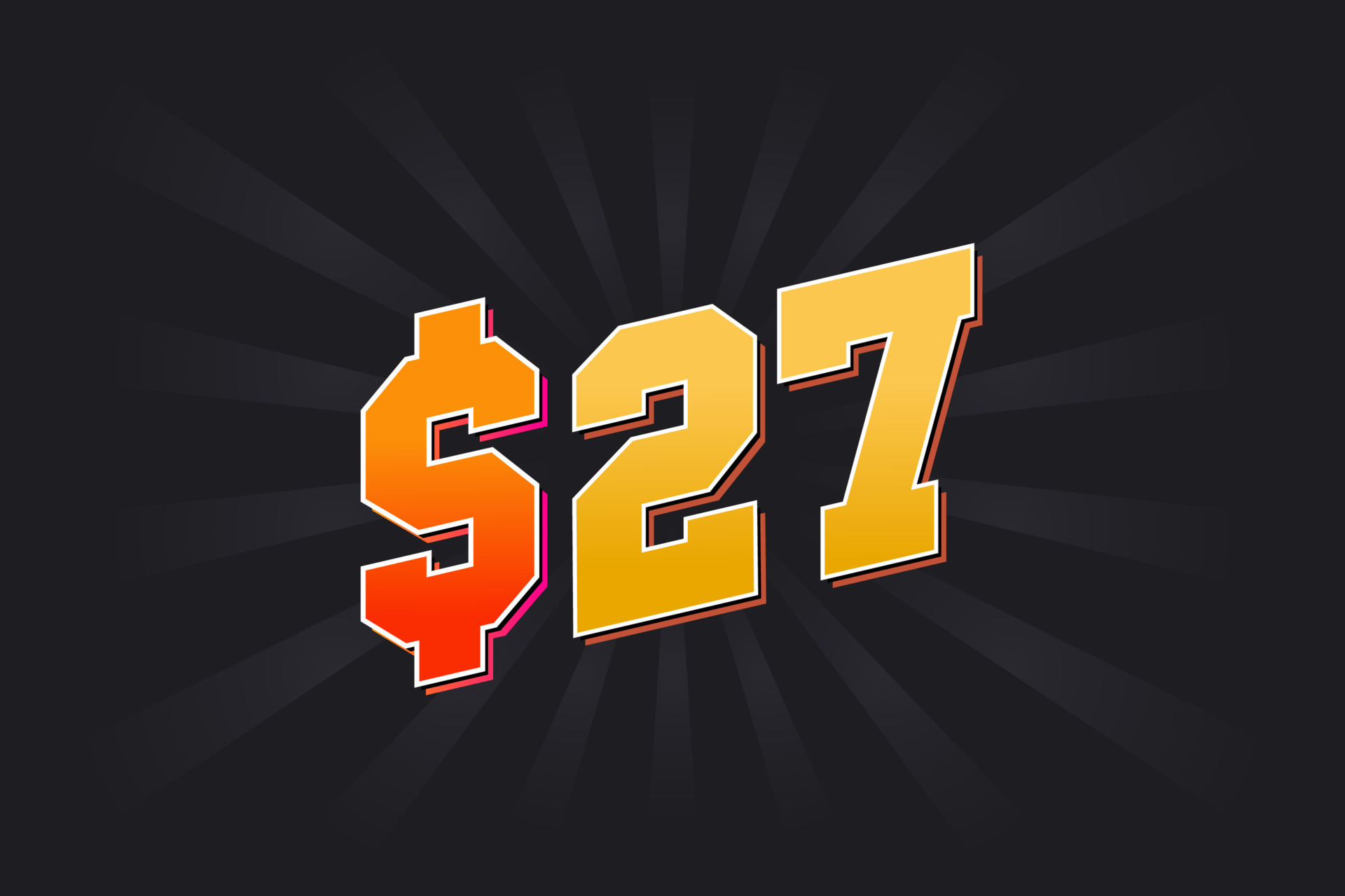 27 Dollar American Money vector text symbol. 27 USD United States ...