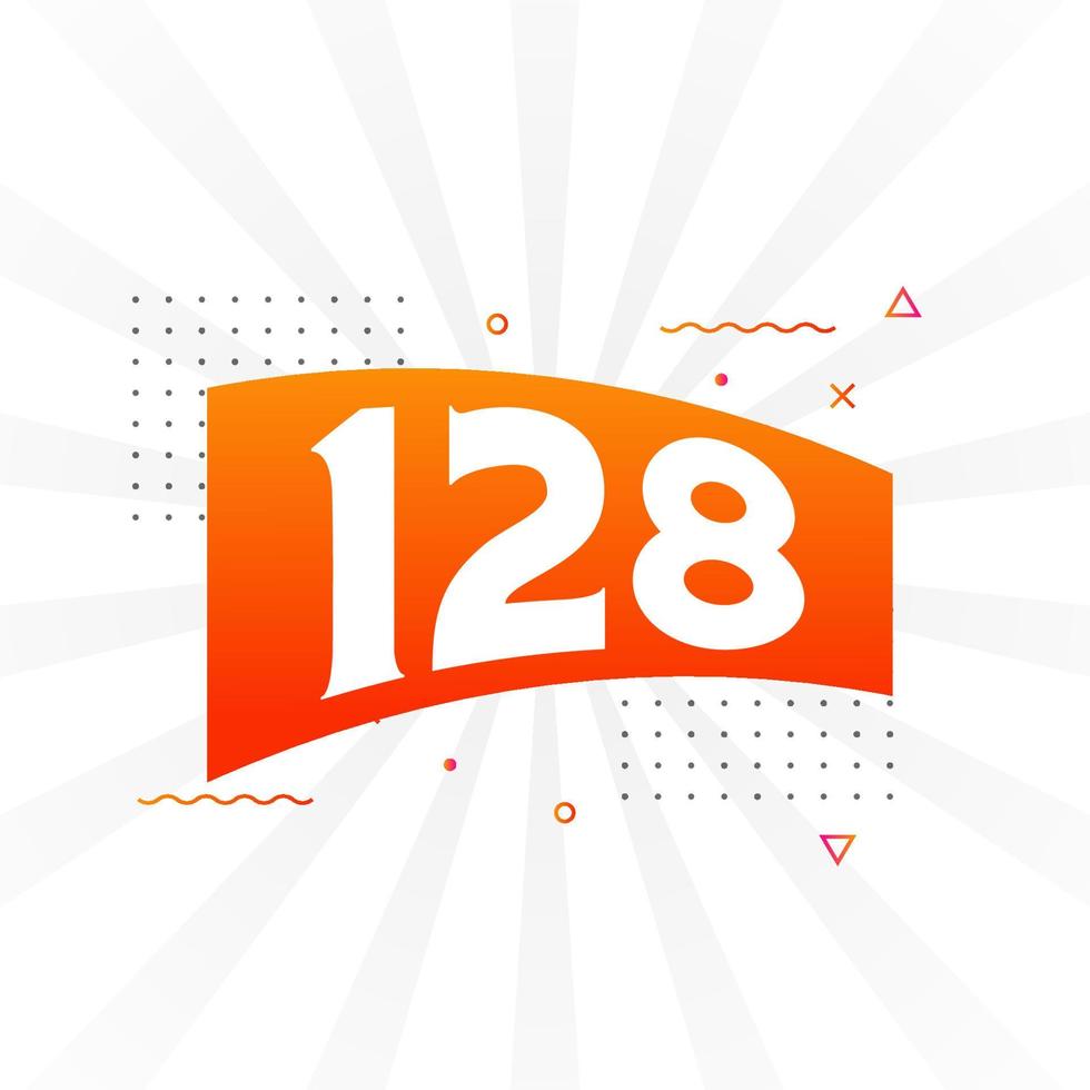 128 number vector font alphabet. Number 128 with decorative element ... 128 number vector font alphabet. Number 128 with decorative element ...