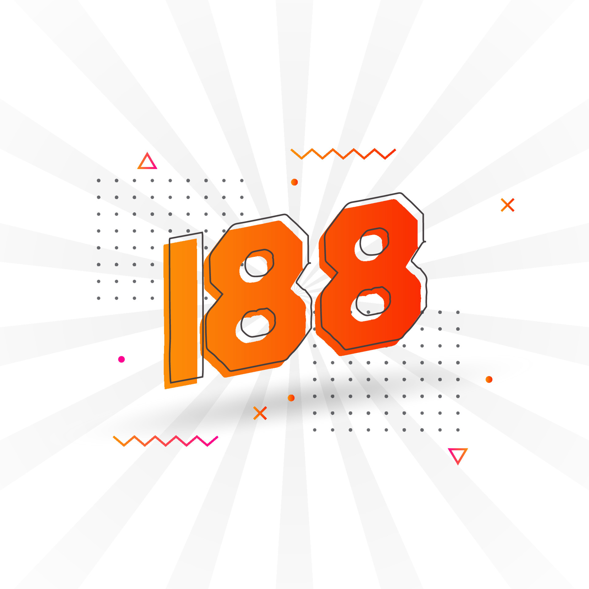 188 number vector font alphabet. Number 188 with decorative element ...