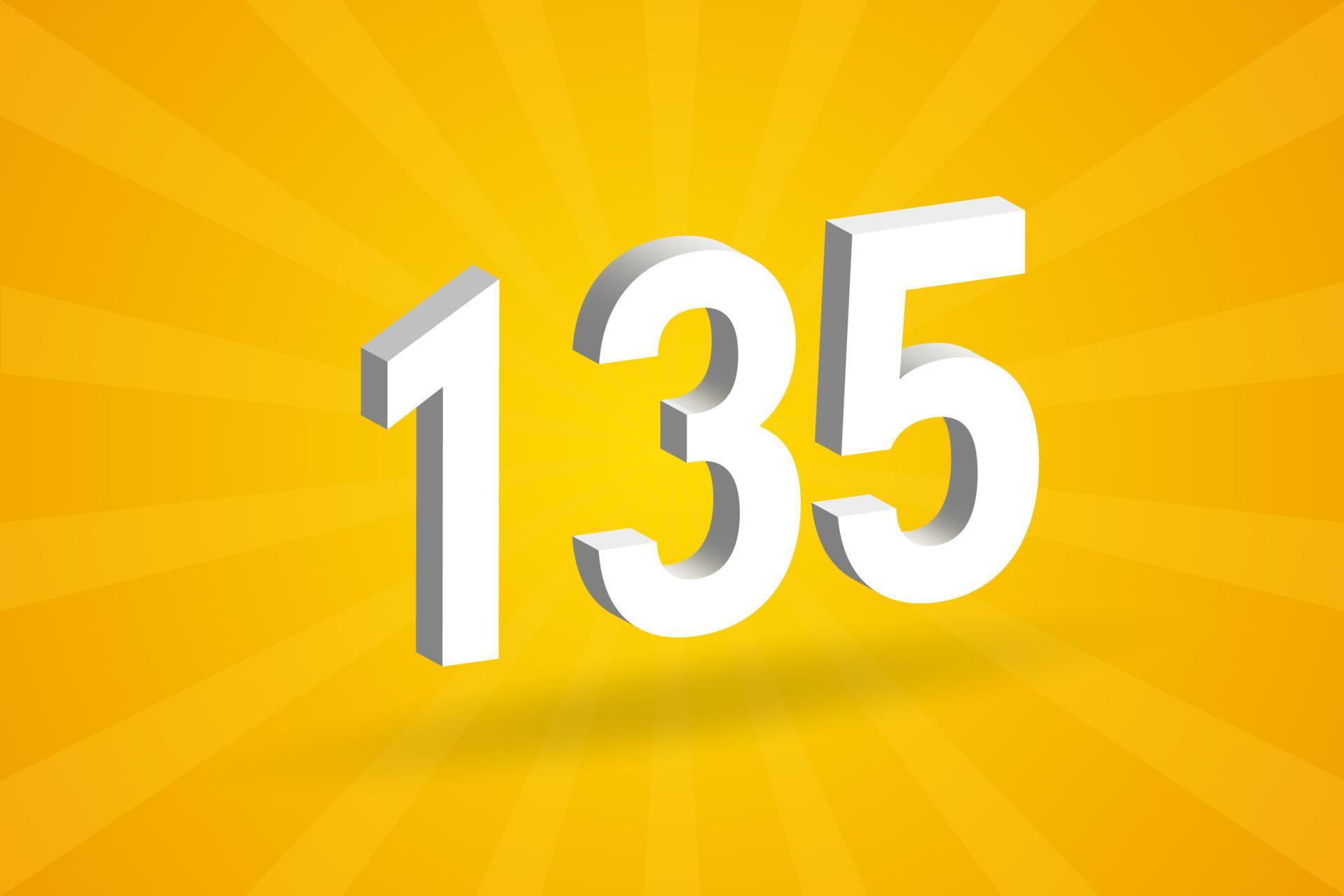 3D 135 number font alphabet. White 3D Number 135 with yellow background ... 3D 135 number font alphabet. White 3D Number 135 with yellow background ...