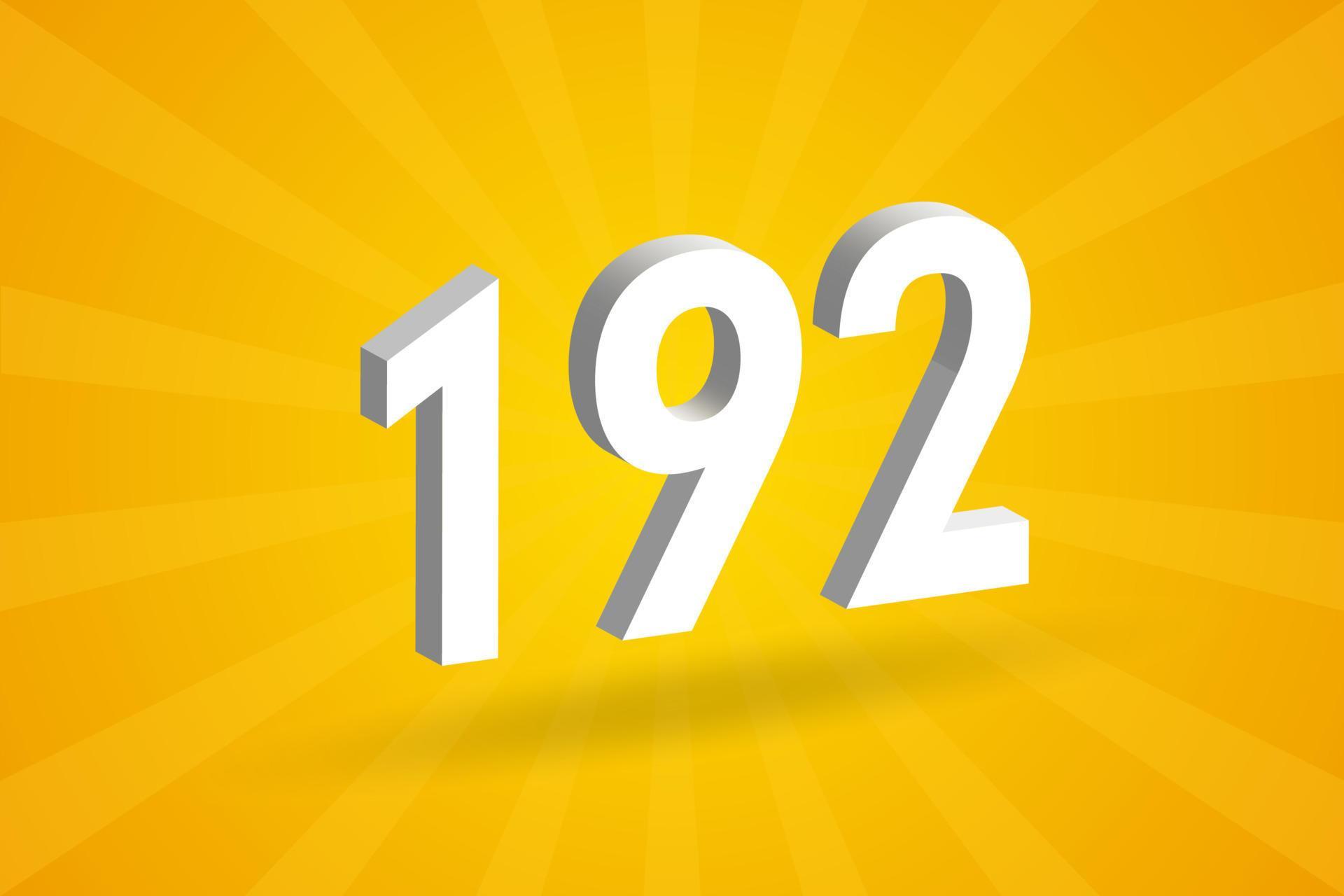 3D 192 number font alphabet. White 3D Number 192 with yellow background 13887557 Vector Art at ...