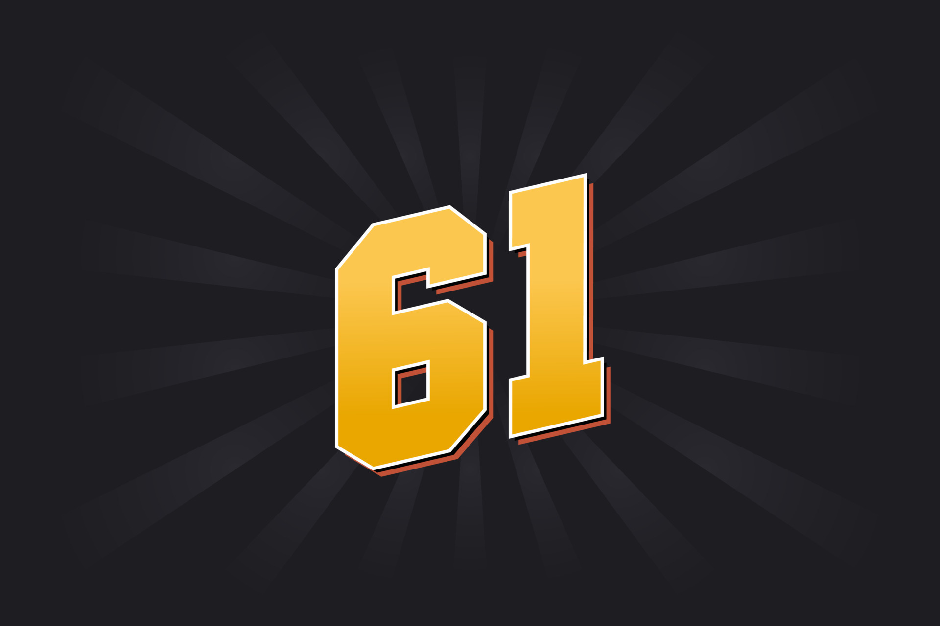 Number 61 vector font alphabet. Yellow 61 number with black background ... Number 61 vector font alphabet. Yellow 61 number with black background ...