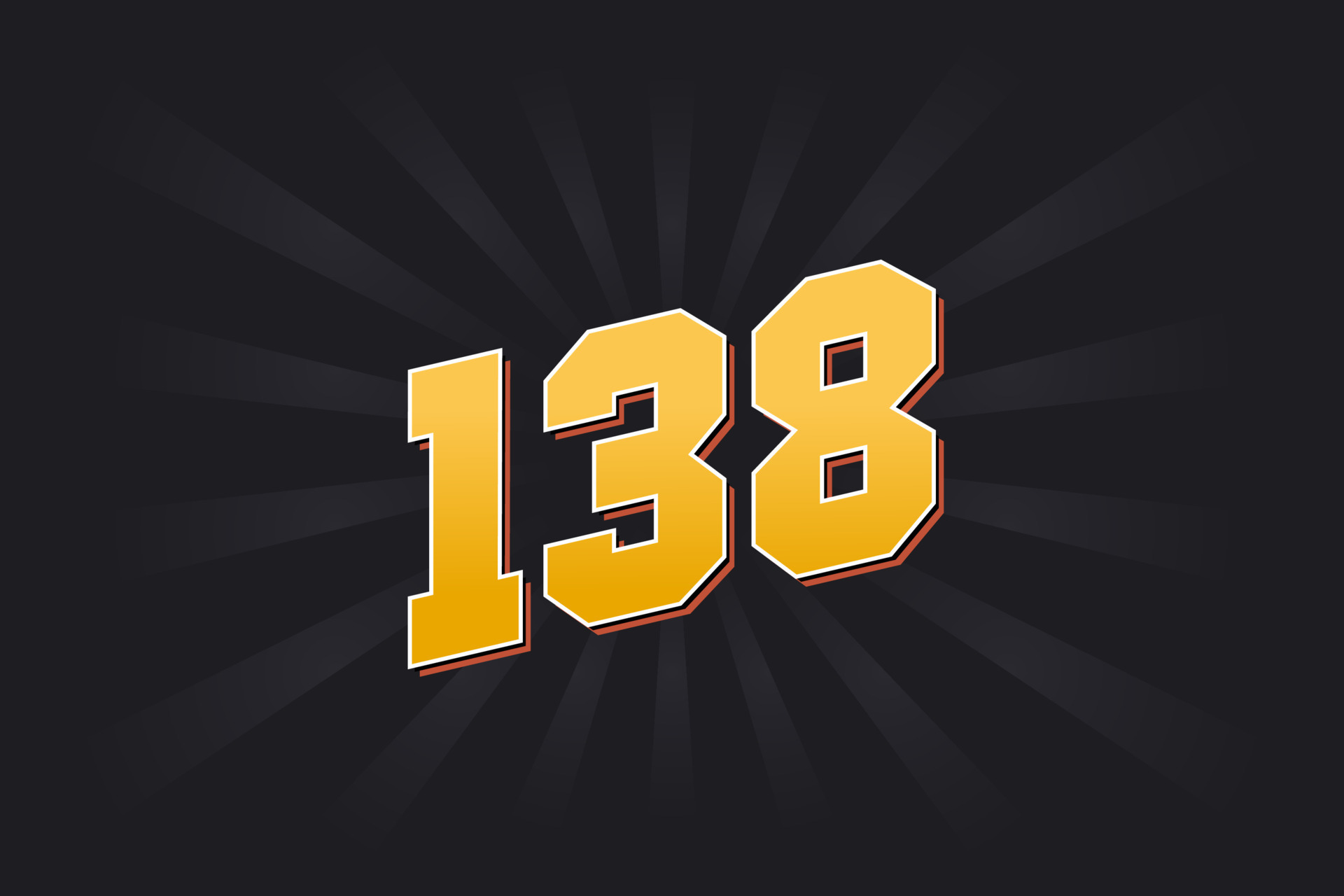 Number 138 vector font alphabet. Yellow 138 number with black ... Number 138 vector font alphabet. Yellow 138 number with black ...