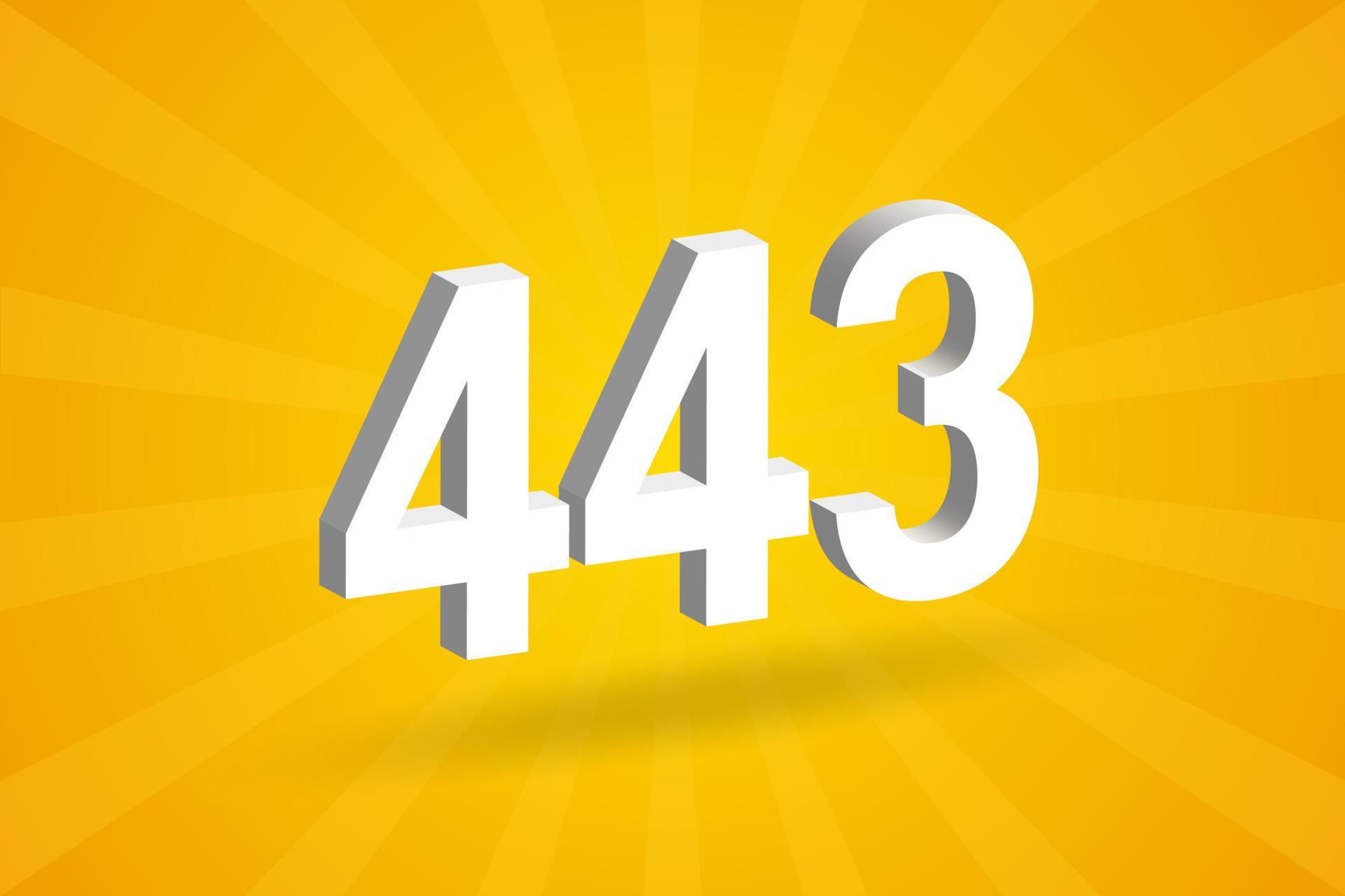 3D 443 number font alphabet. White 3D Number 443 with yellow background 13887864 Vector Art at ...