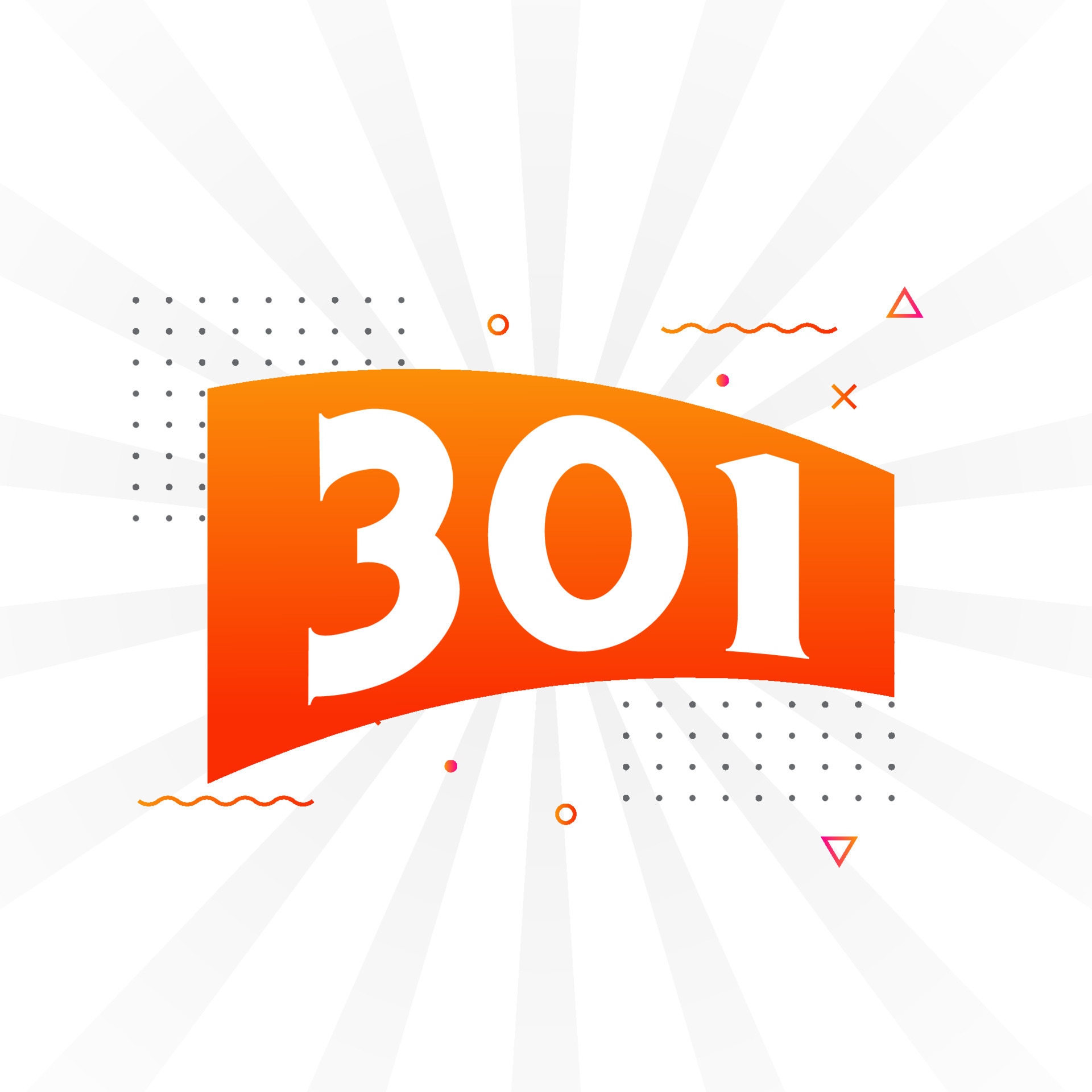 301 number vector font alphabet. Number 301 with decorative element ...