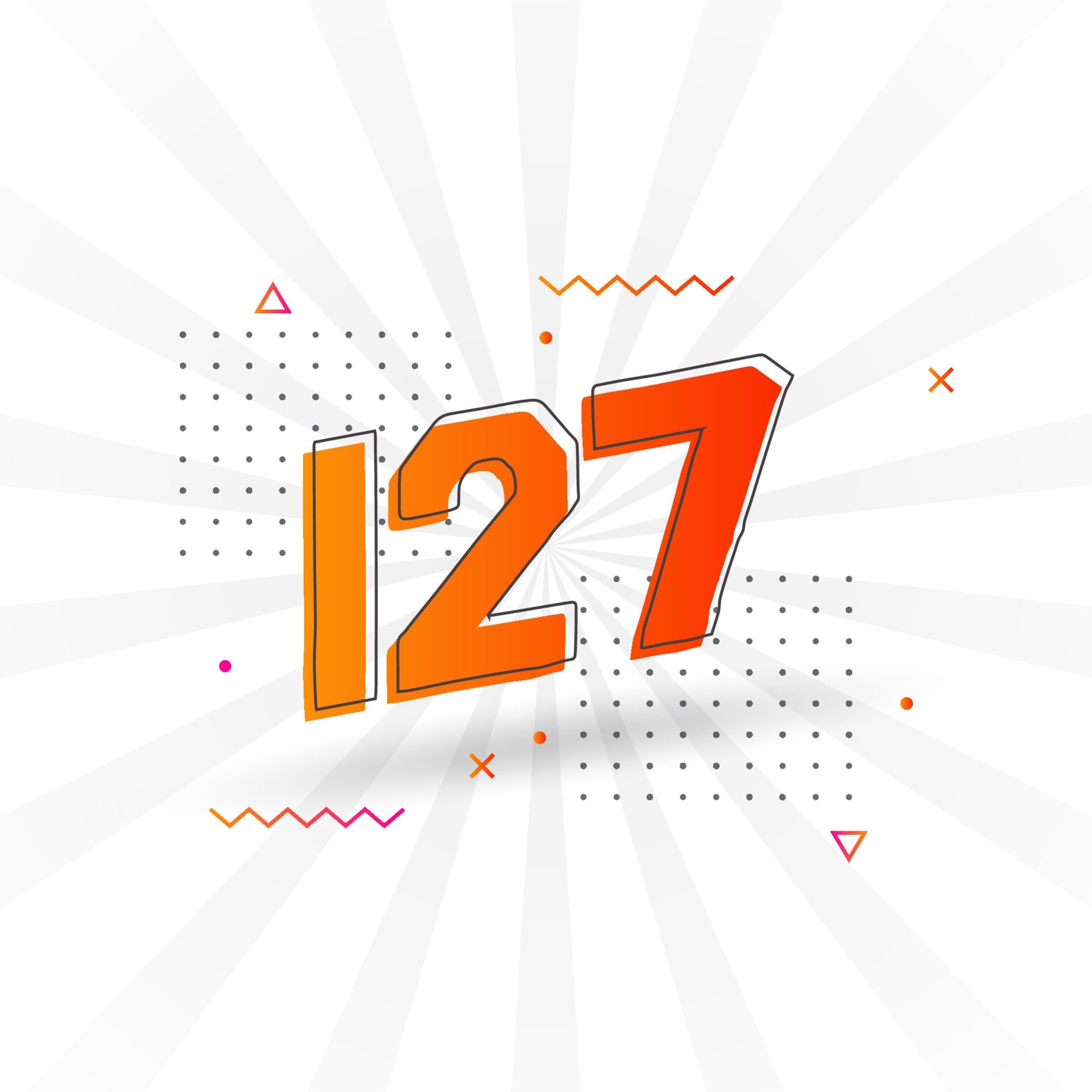 127 number vector font alphabet. Number 127 with decorative element ...