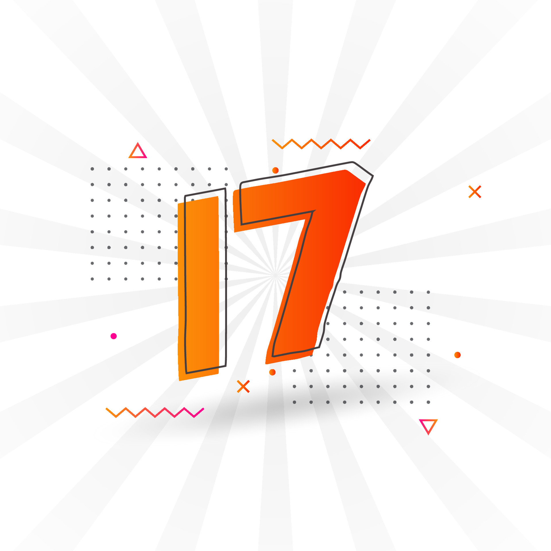 17 number vector font alphabet. Number 17 with decorative element stock vector 13888081 Vector ...