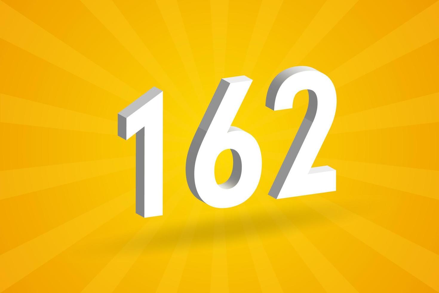 3D 162 number font alphabet. White 3D Number 162 with yellow background 13888454 Vector Art at ...
