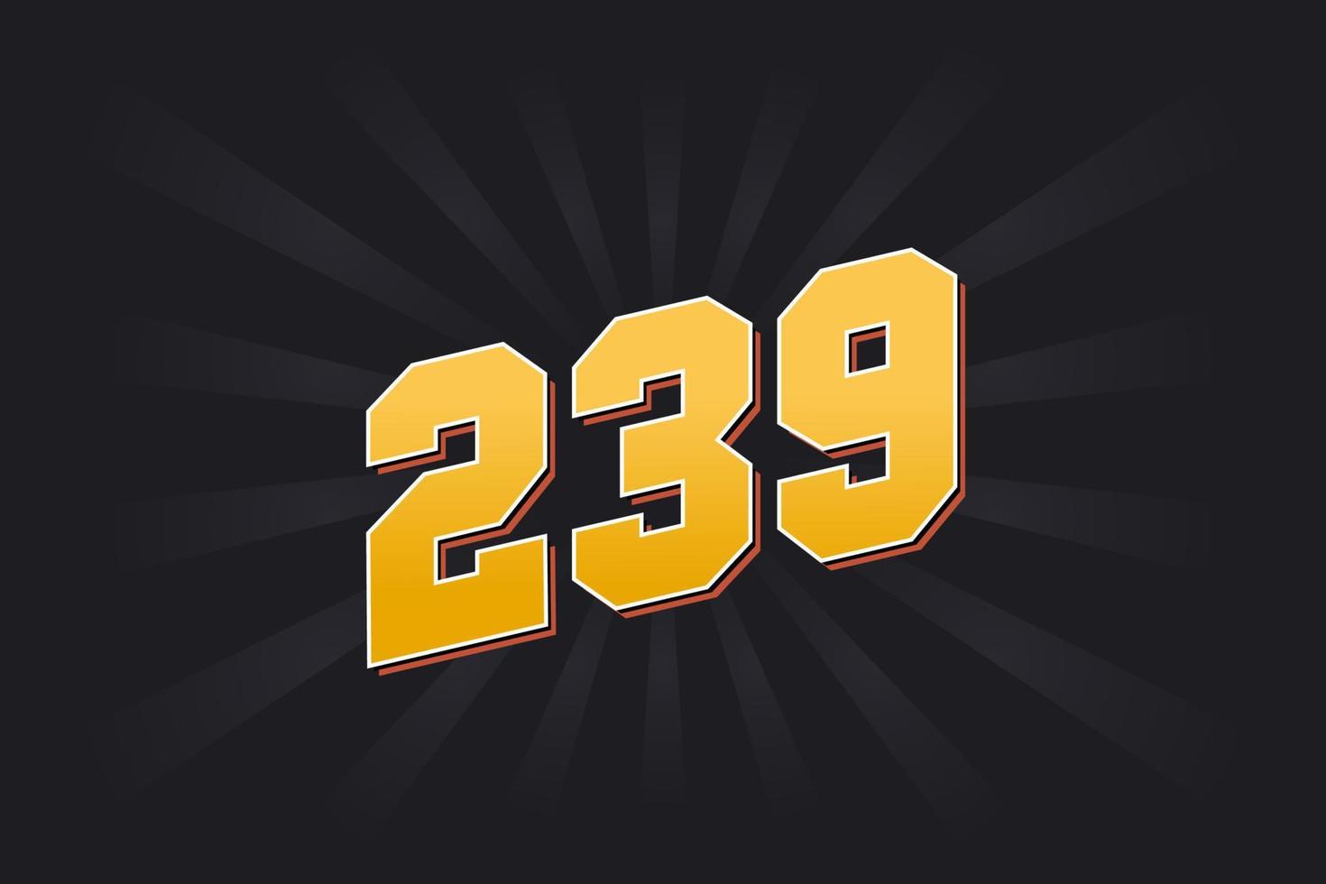 Number 239 vector font alphabet. Yellow 239 number with black ...