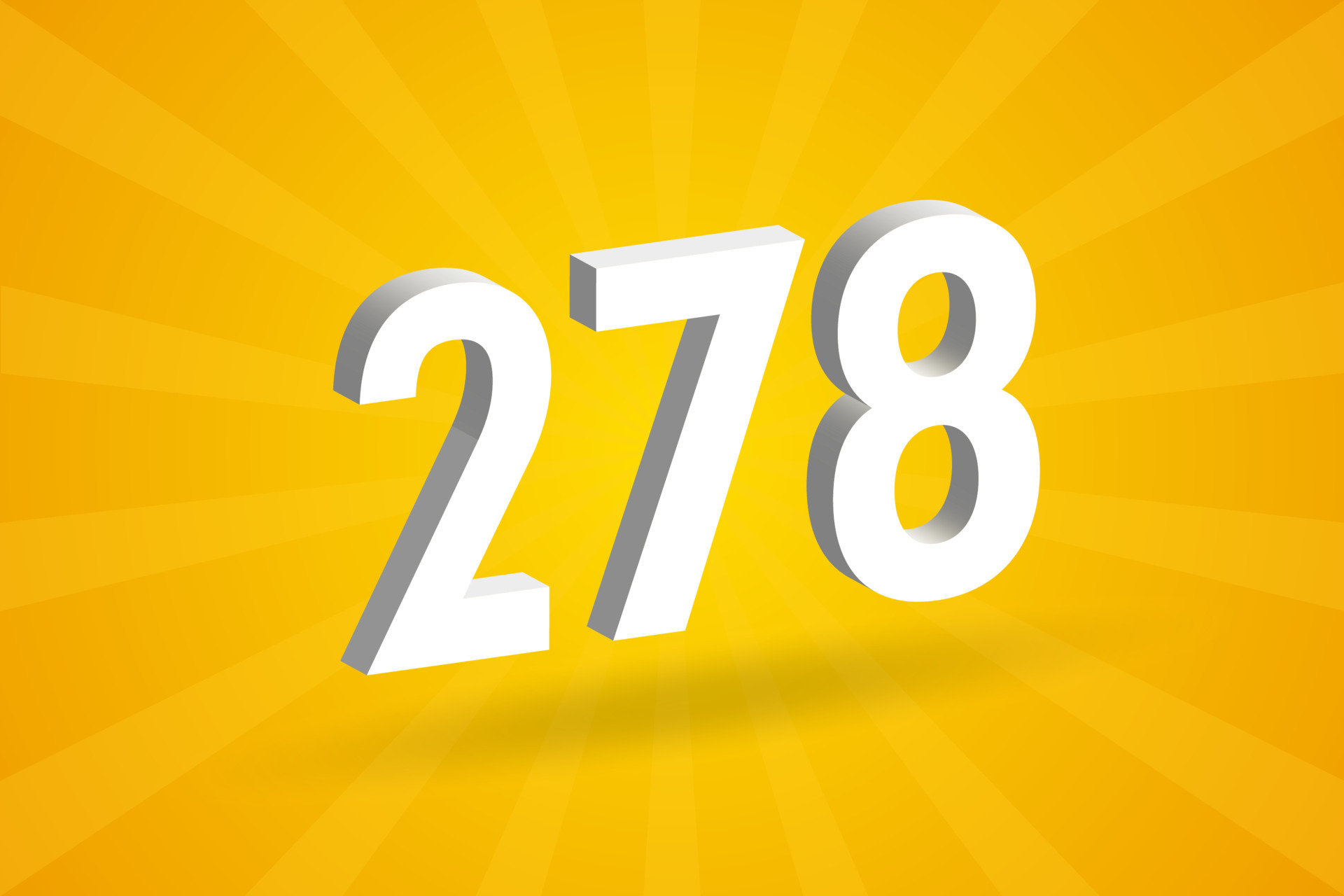 3D 278 number font alphabet. White 3D Number 278 with yellow background ... 3D 278 number font alphabet. White 3D Number 278 with yellow background ...