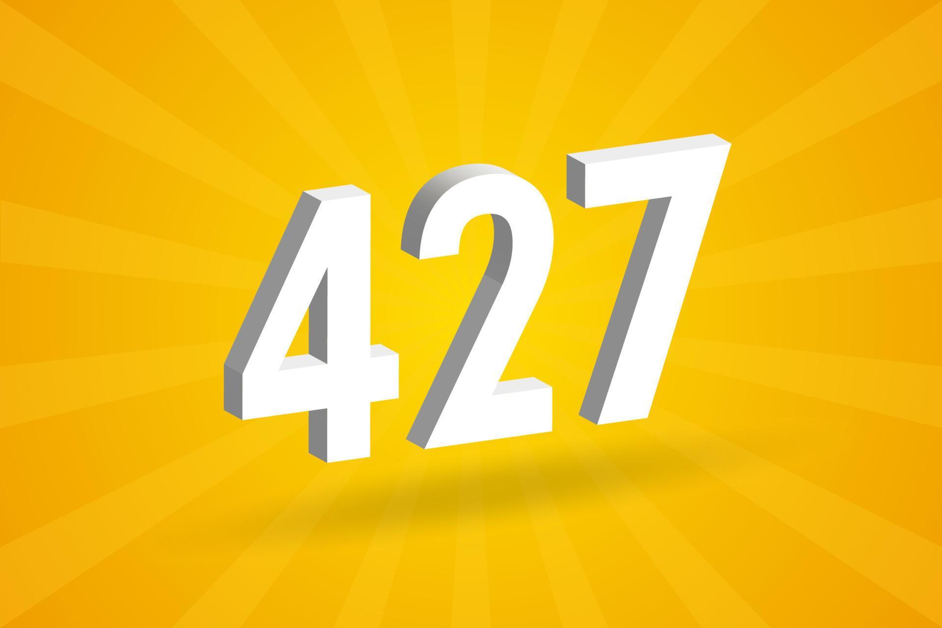 3D 427 number font alphabet. White 3D Number 427 with yellow background 13888748 Vector Art at ...