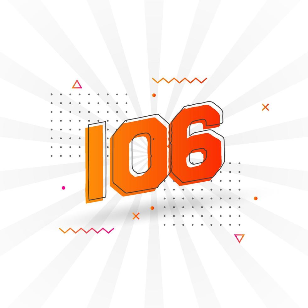 106 number vector font alphabet. Number 106 with decorative element ...