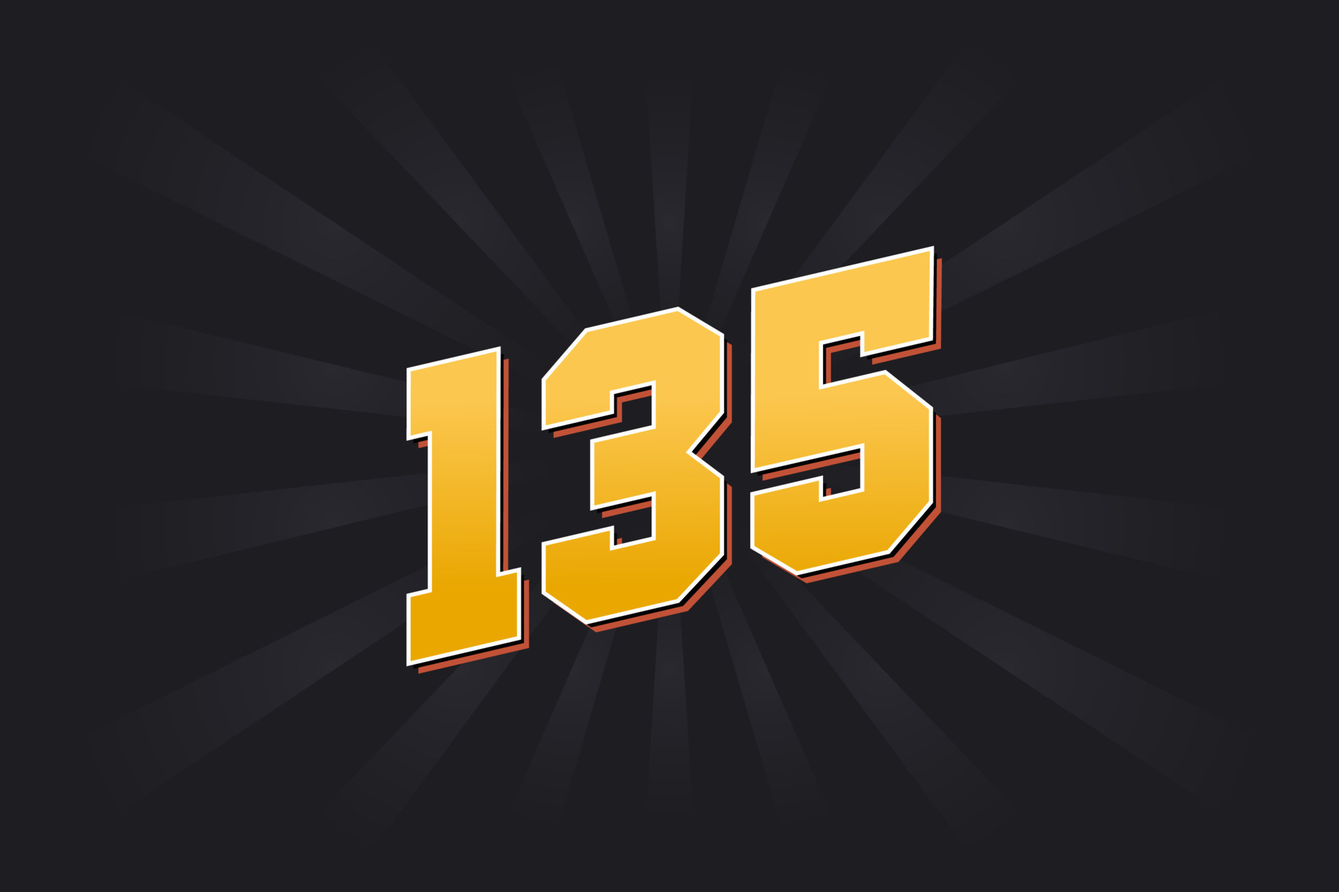 Number 135 vector font alphabet. Yellow 135 number with black ... Number 135 vector font alphabet. Yellow 135 number with black ...