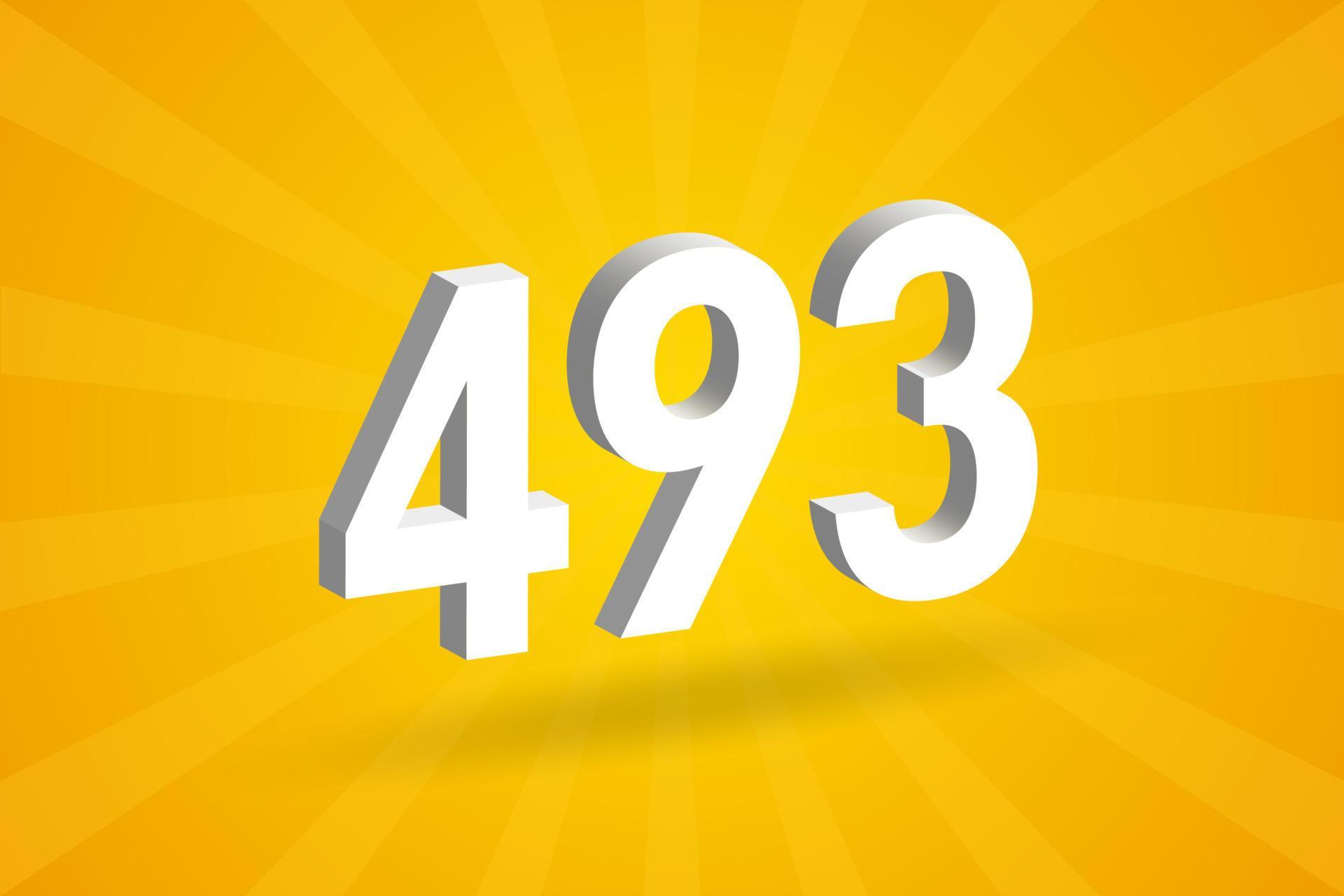 3D 493 number font alphabet. White 3D Number 493 with yellow background ...