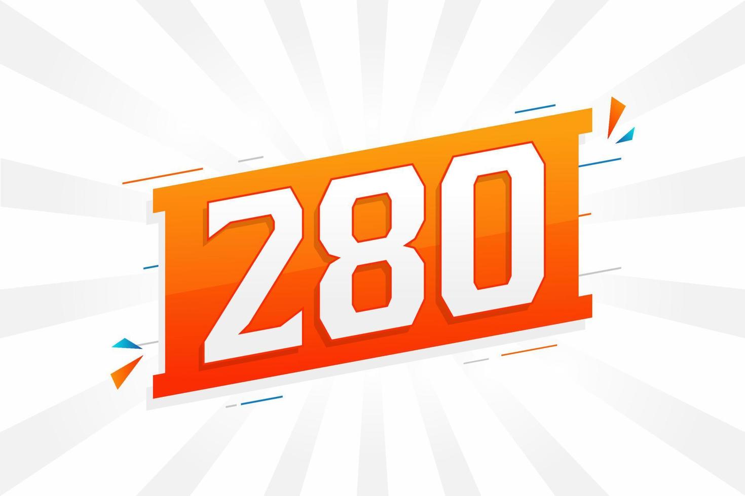 280 number vector font alphabet. Number 280 with decorative element ...