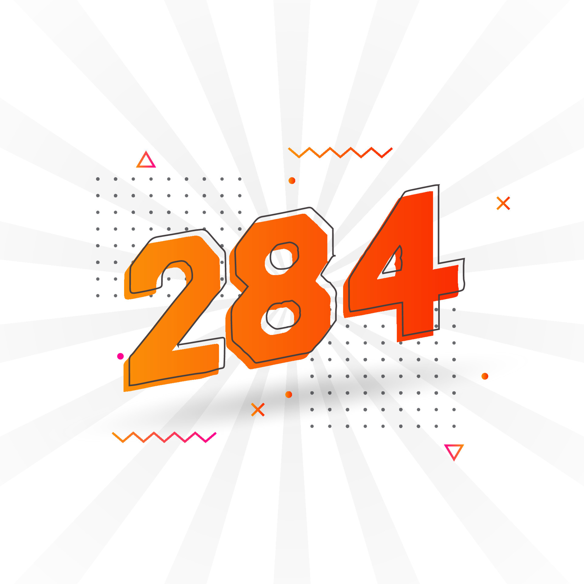284 number vector font alphabet. Number 284 with decorative element ...