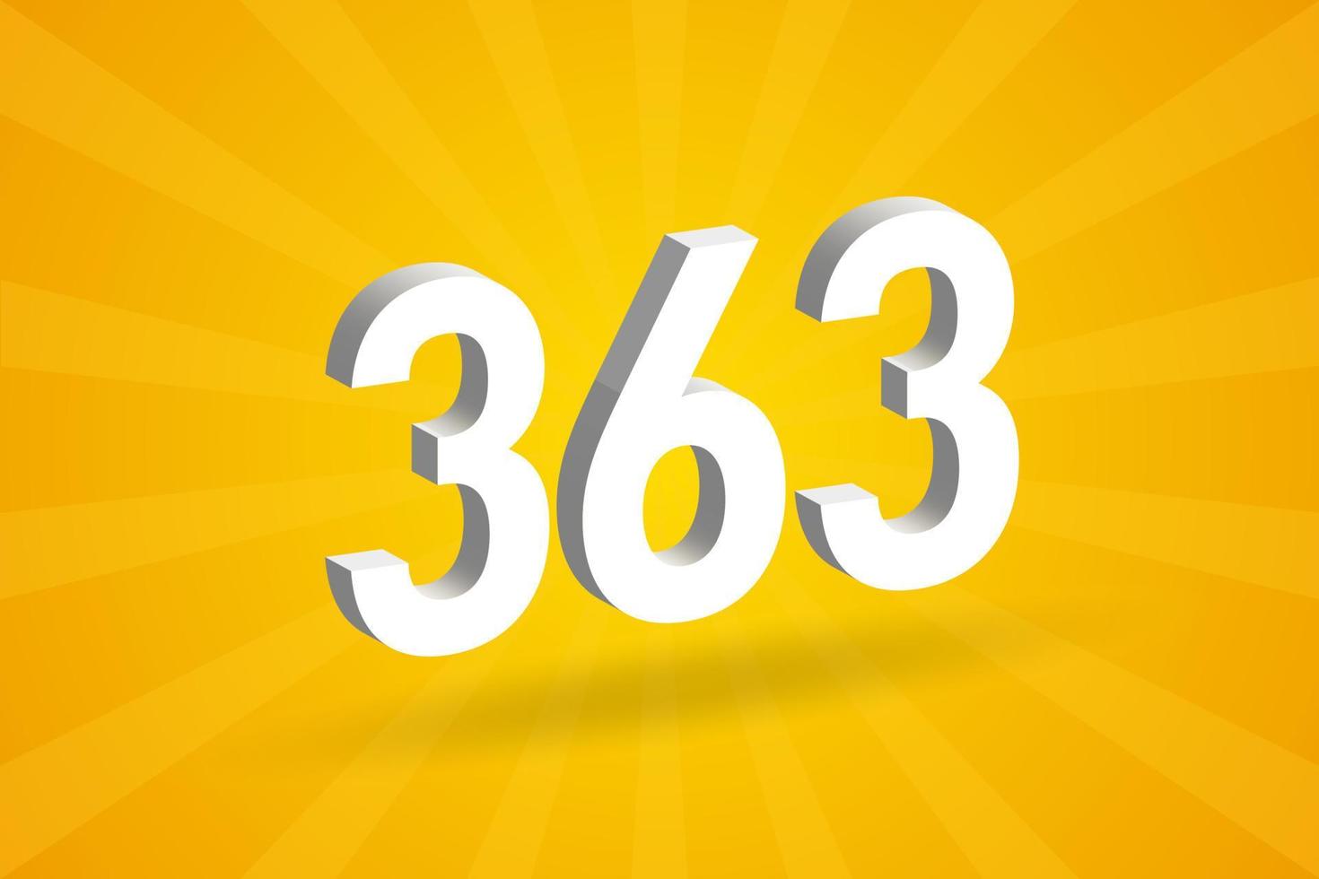 3D 363 number font alphabet. White 3D Number 363 with yellow background ...