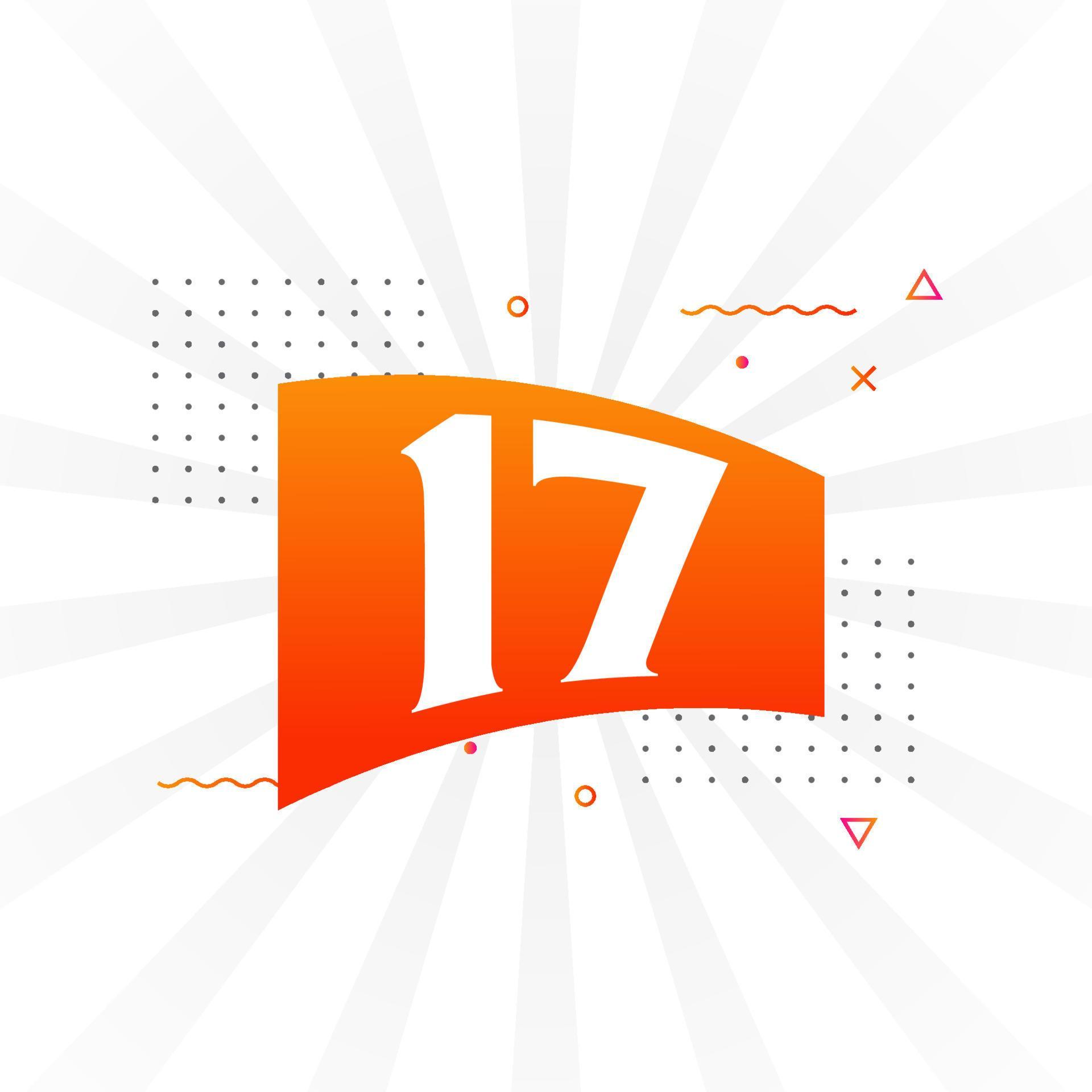 17 Number Vector Font Alphabet Number 17 With Decorative Element Stock